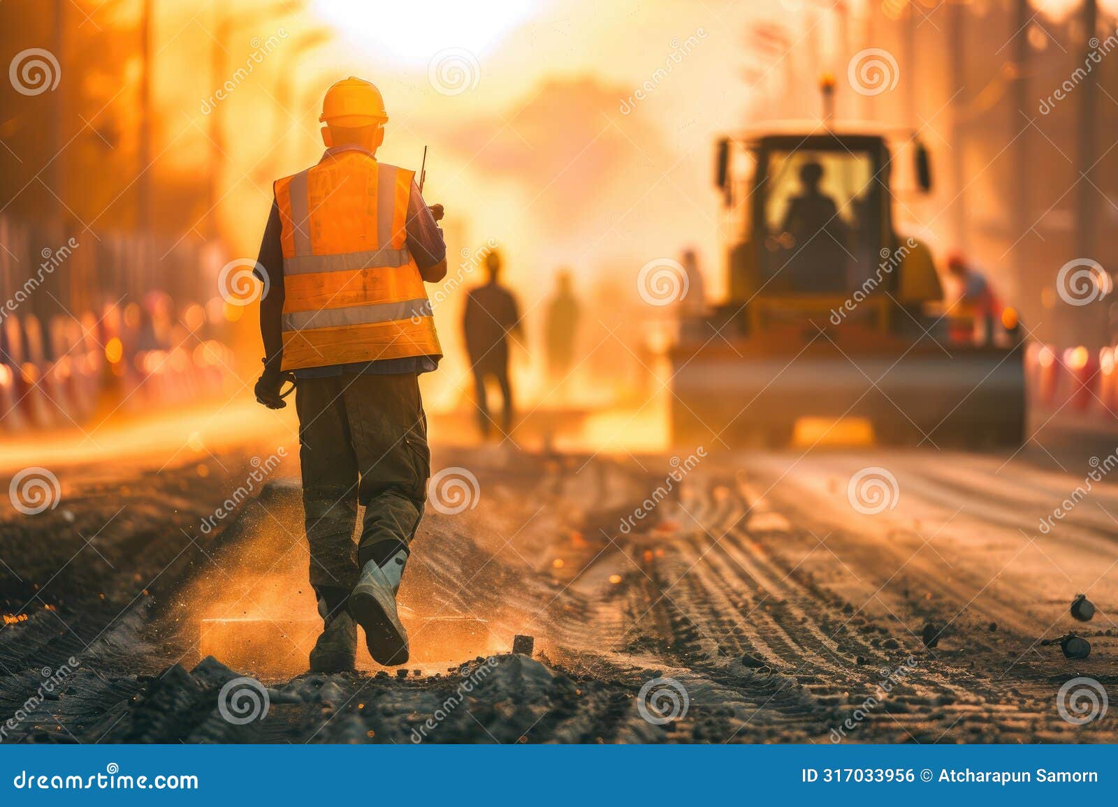 Engineers and Worker are Working on Road Construction Stock Photo ...