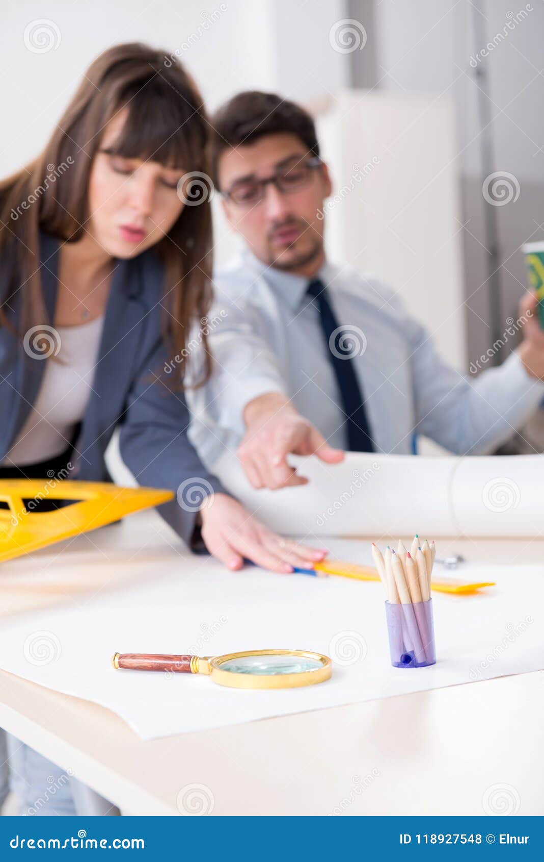 The Engineers Working on New Project Stock Photo - Image of plan, blue ...