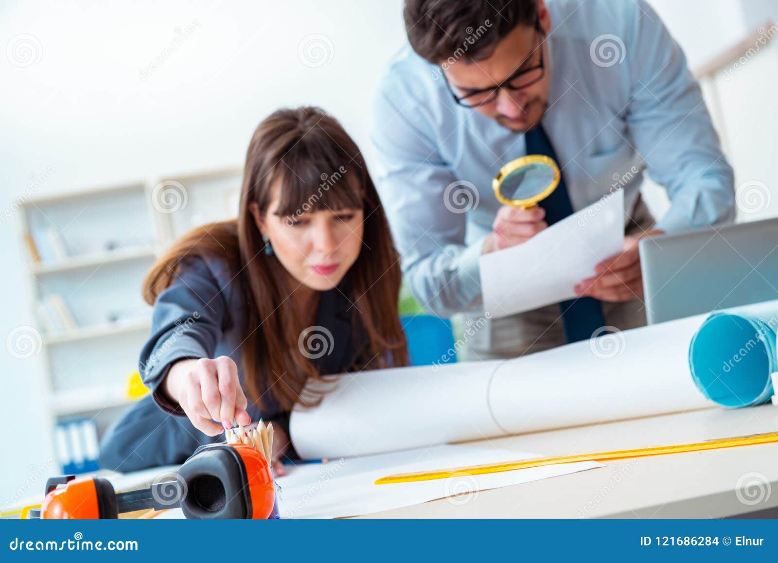 The Engineers Working on New Project Stock Photo - Image of engineer ...