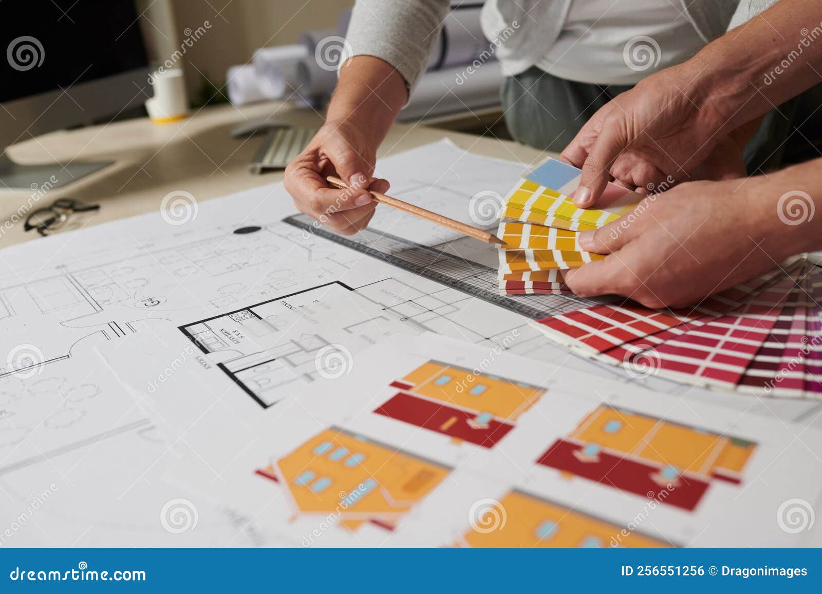 Engineers Working with Palette of Samples Stock Photo - Image of ...