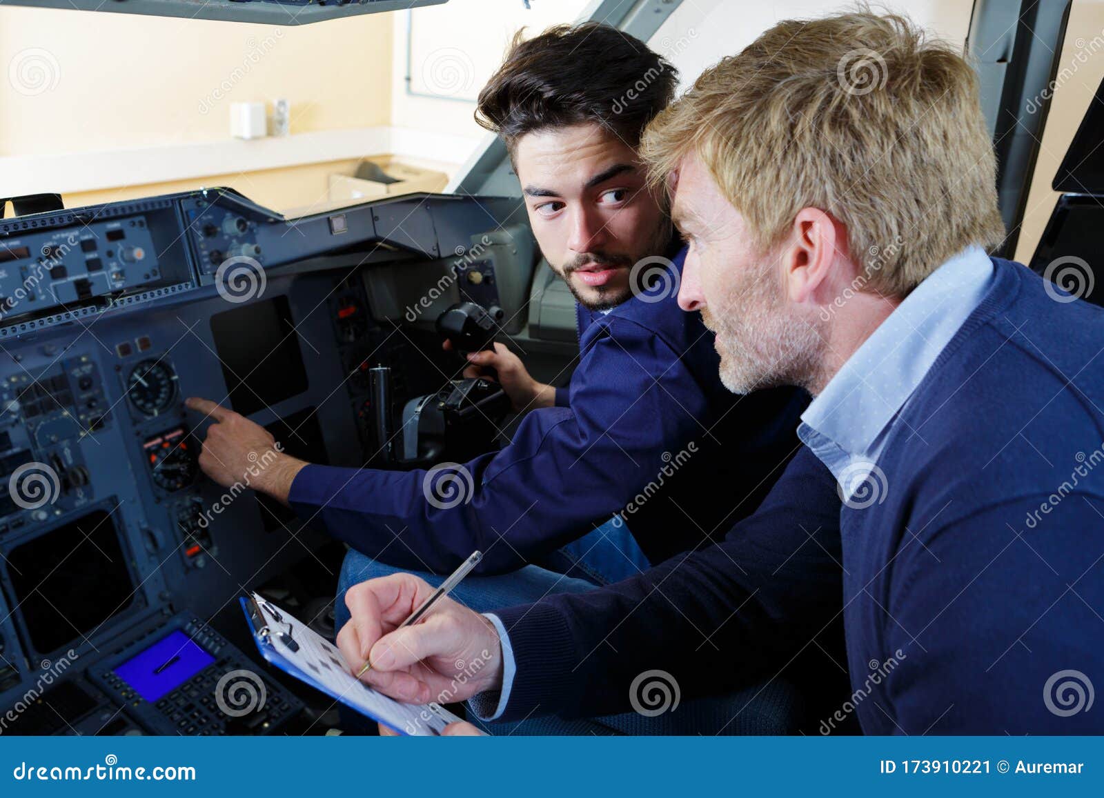 Engineers Working in Plane Cockpit Stock Image - Image of aeroplane ...