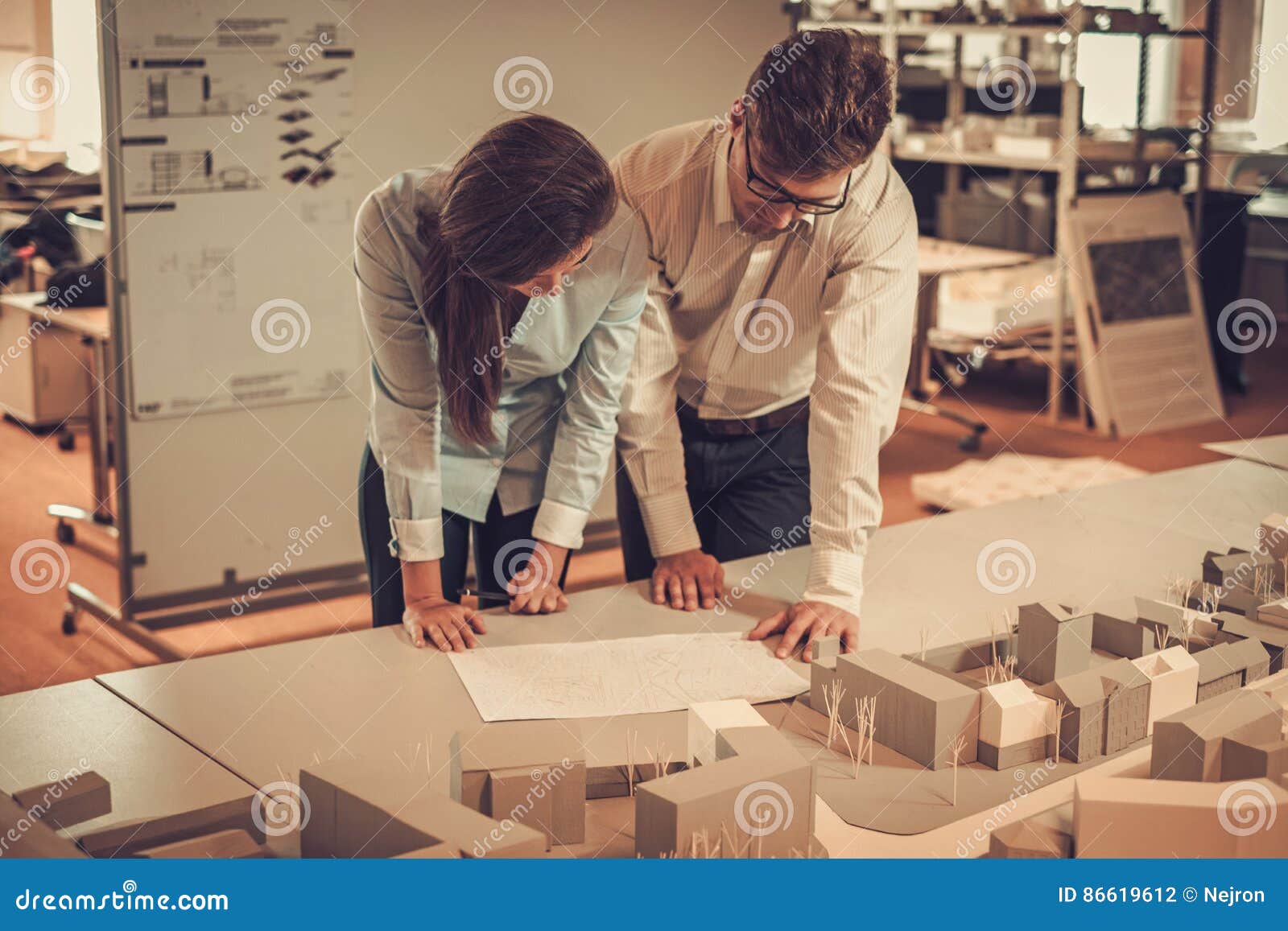 Engineers Working Together in a Architect Studio. Stock Photo - Image ...