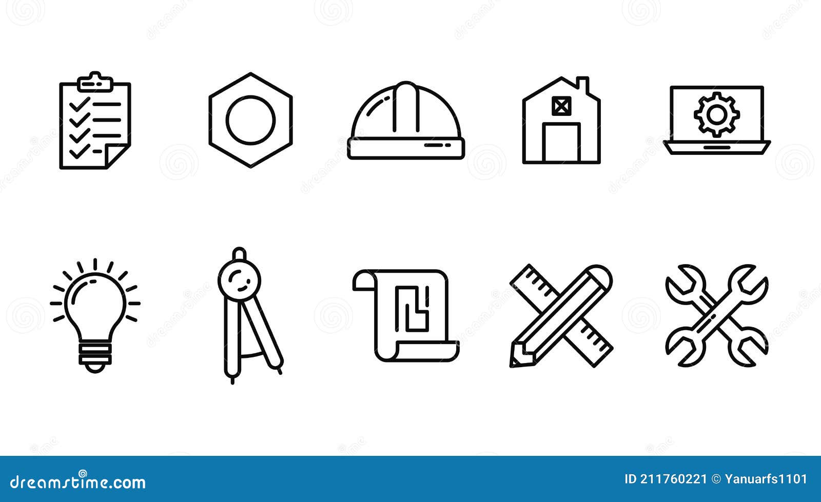 Enginering Flat Icon Set Vector Stock Vector - Illustration of ...