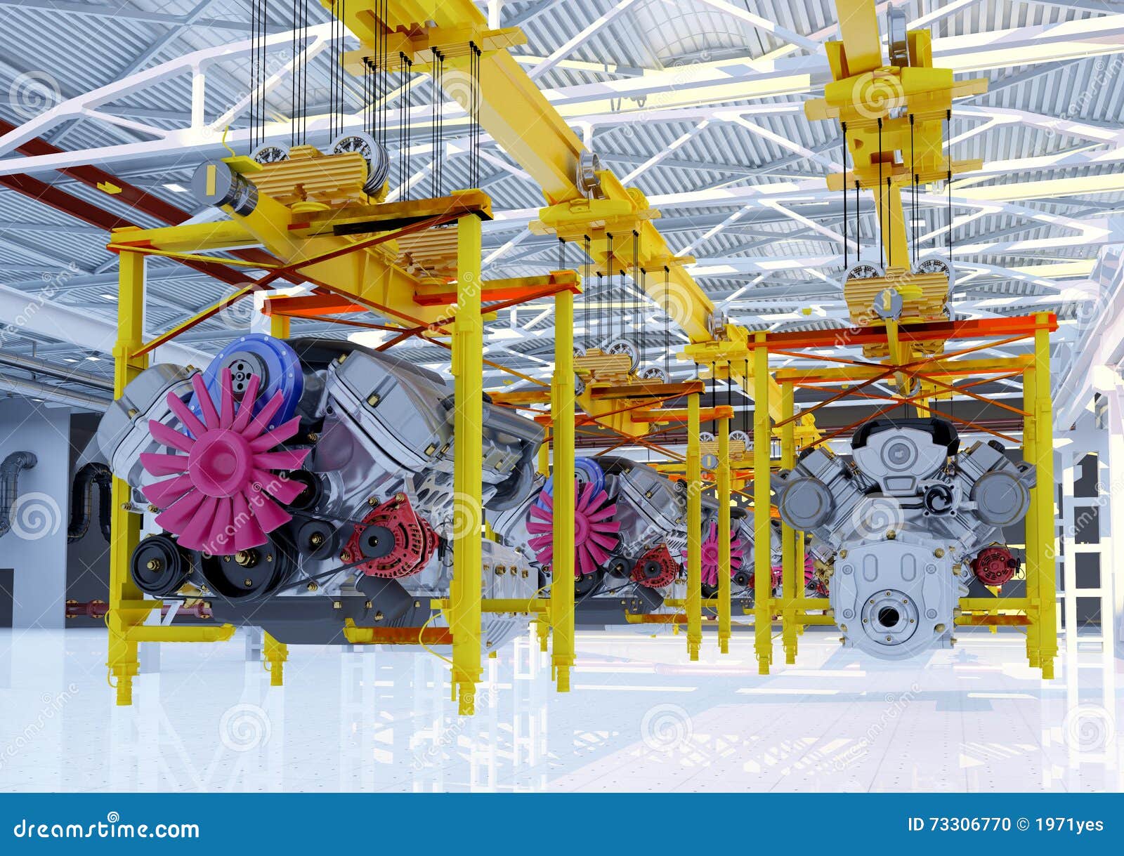 Engines On Conveyor Belt In Production Line Stock Image | CartoonDealer ...