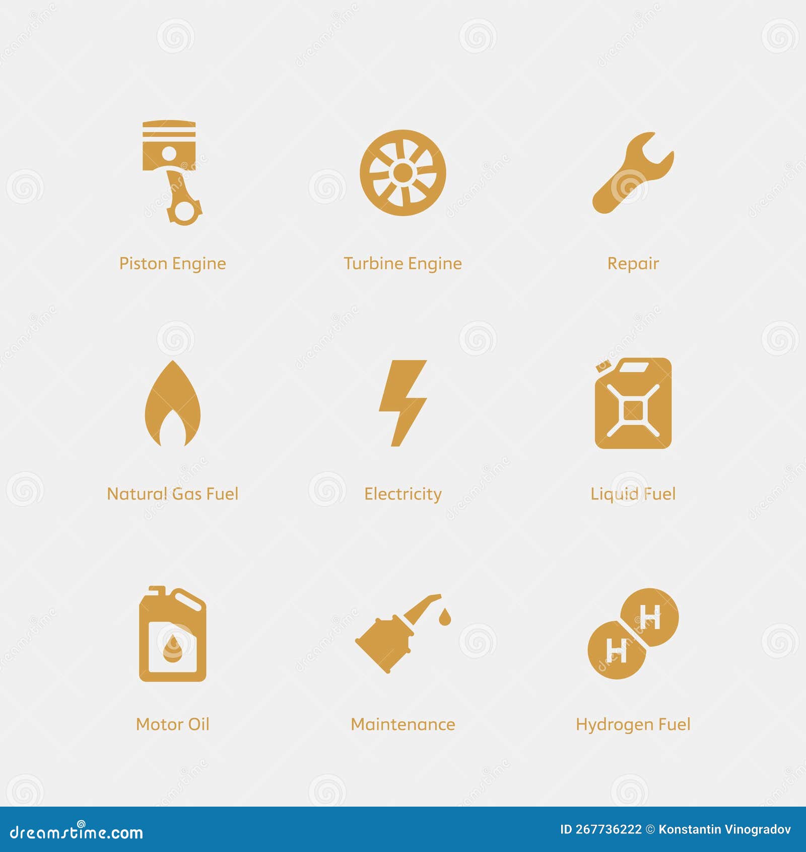 Engines and Maintenance. Nine Vector Icons Stock Vector - Illustration ...