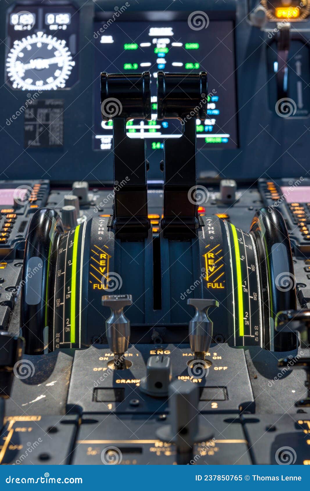 Thrust Levers In Cockpit Or Pilot Cabin Of Airplane Royalty-Free Stock ...