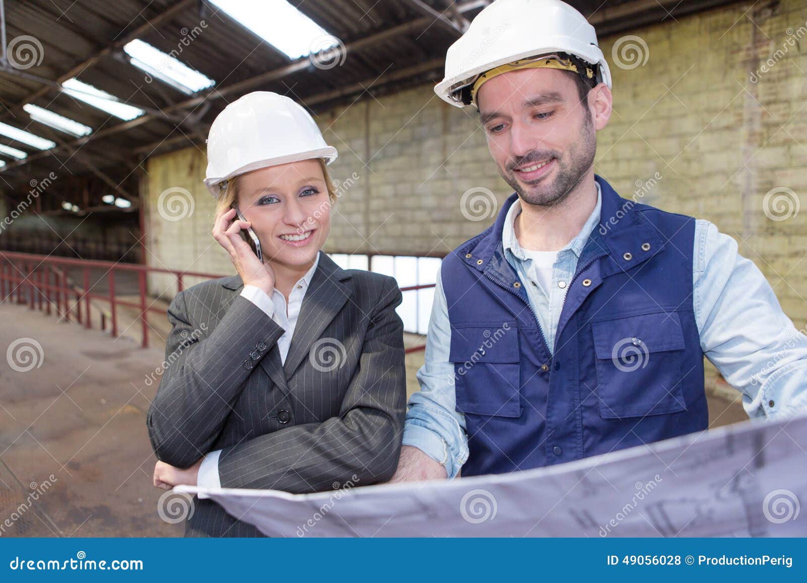 Enginneer and Worker Working on a Brownfield Stock Photo - Image of ...