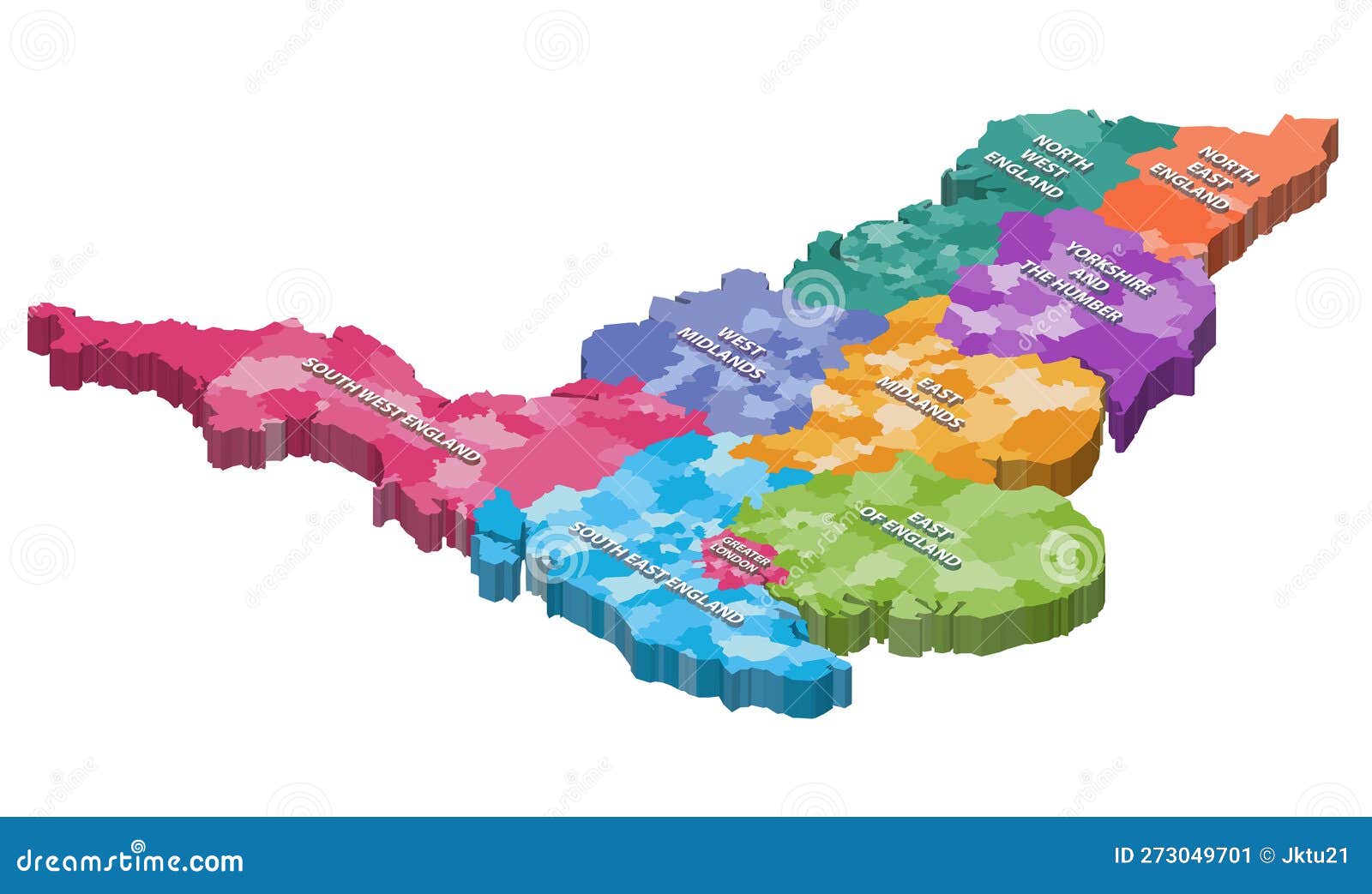 England Counties Isometric Map Colored by Regions Stock Vector ...