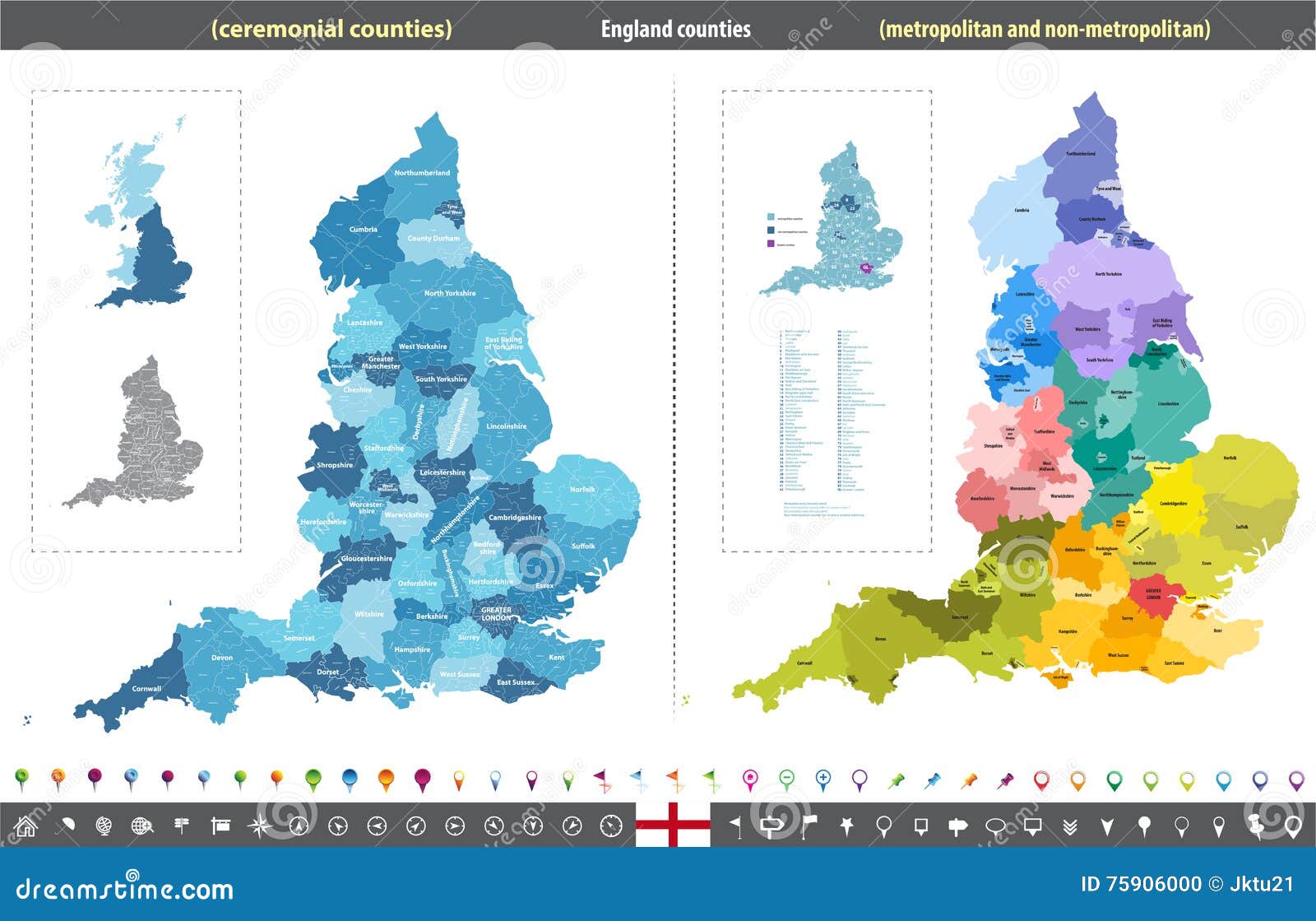 England Counties Vector Map | CartoonDealer.com #75906000