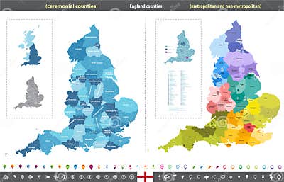 England Counties Vector Map Stock Vector - Illustration of manchester ...