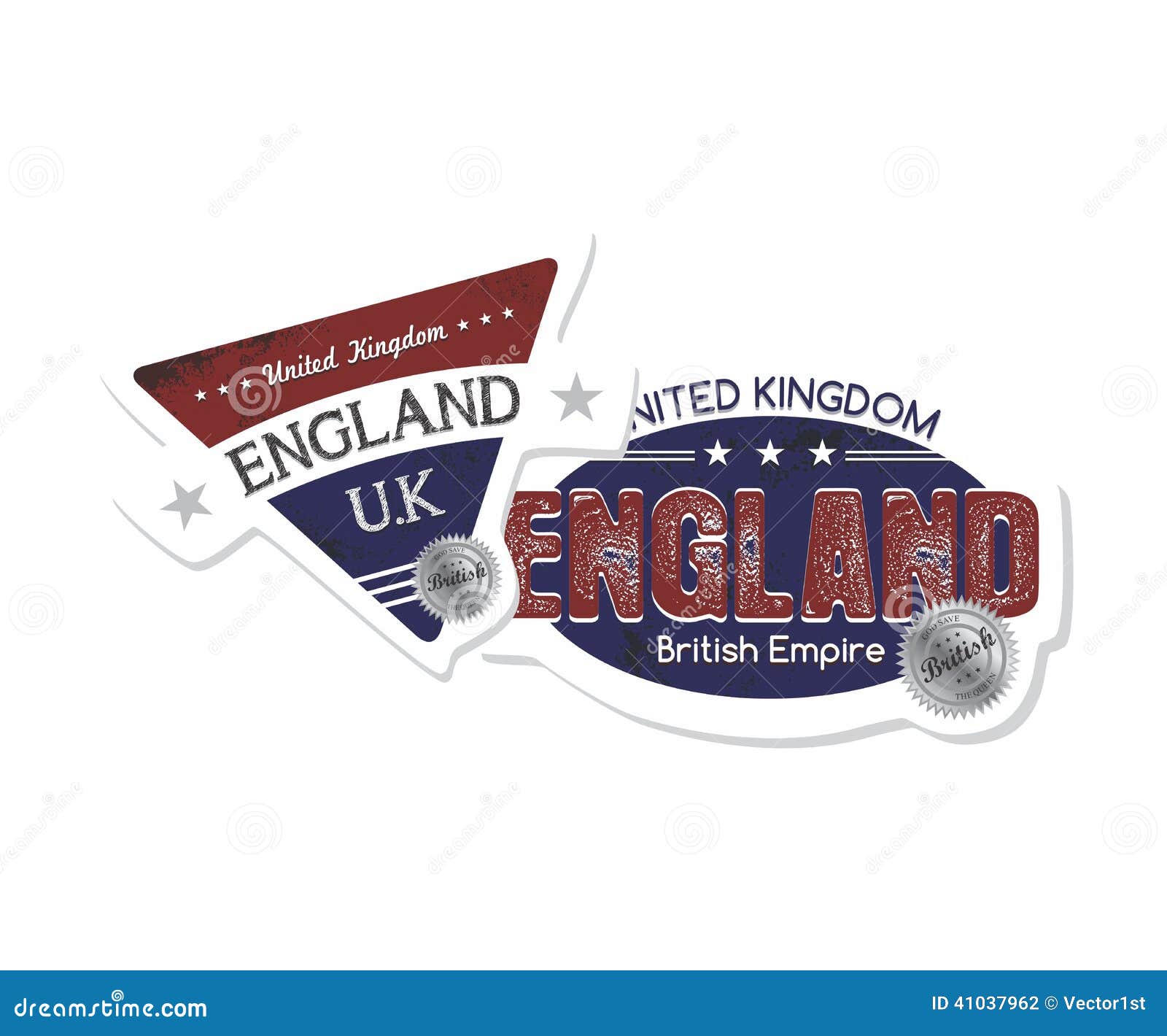 England Emblem Lettering Sights Symbols Culture Landmark Cartoon Vector ...