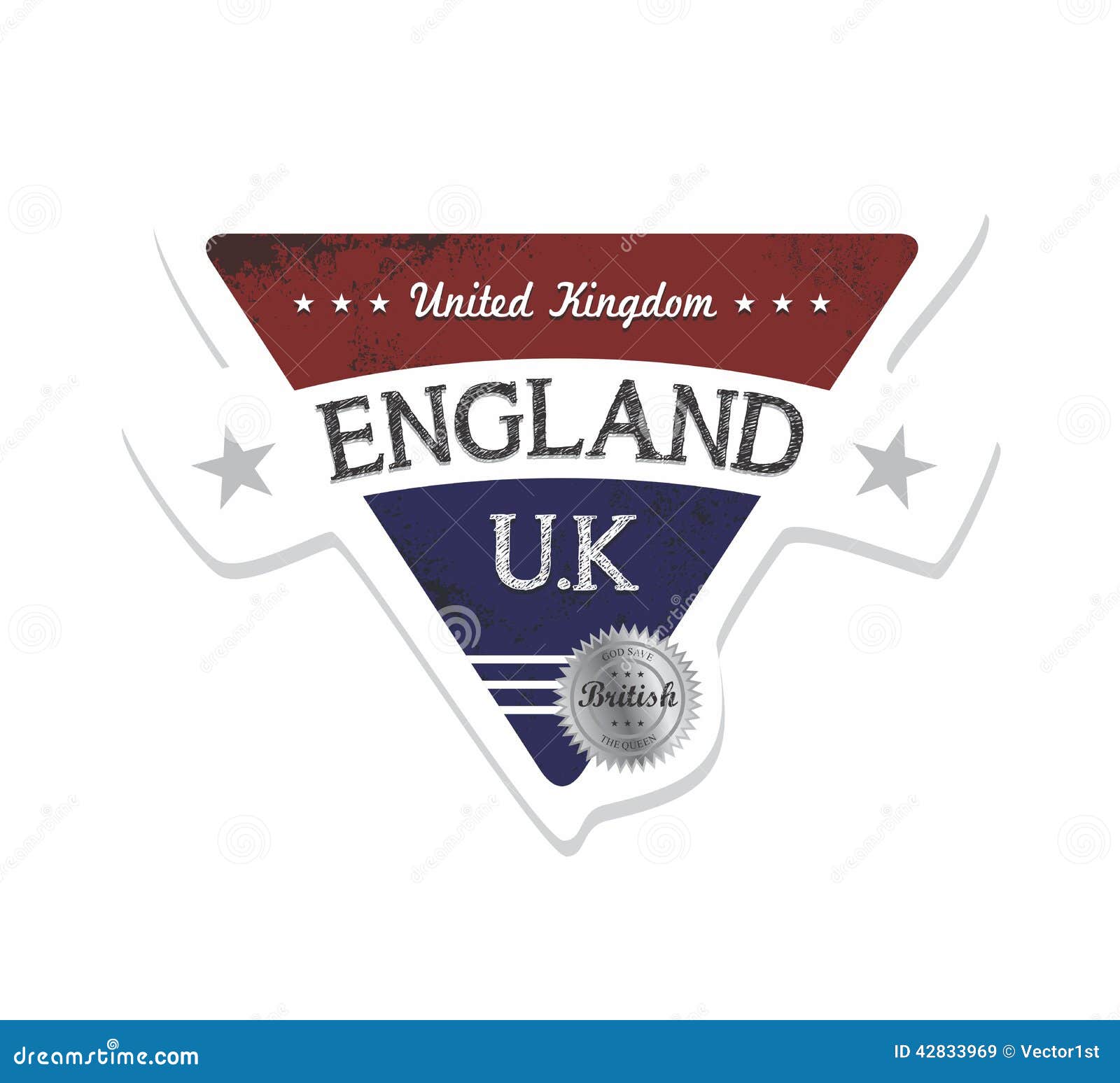England Emblem Lettering Sights Symbols Culture Landmark Cartoon Vector ...