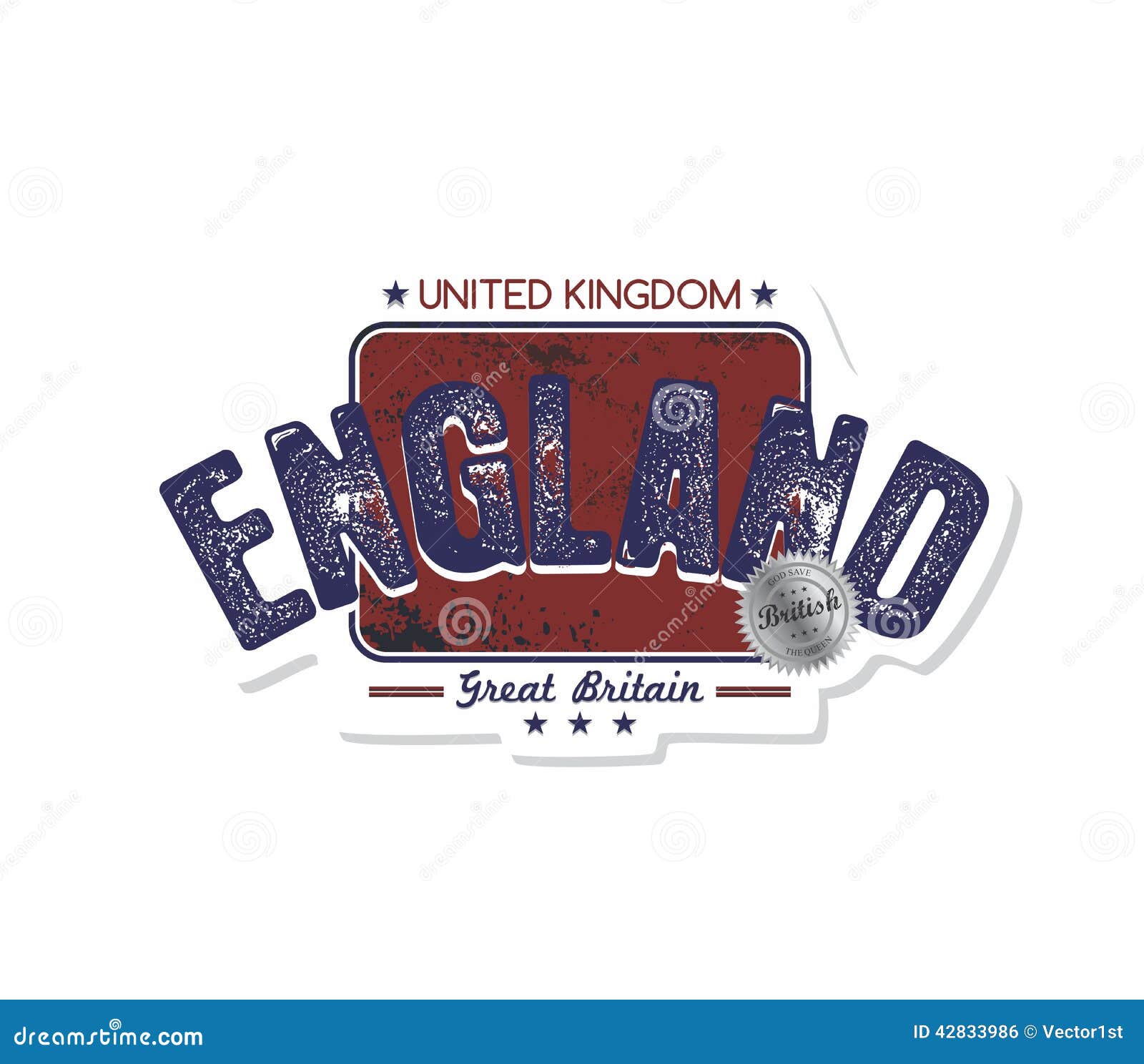 England Emblem Lettering Sights Symbols Culture Landmark Cartoon Vector ...