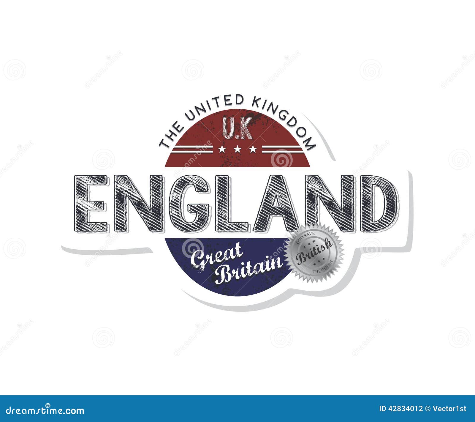 England Emblem Lettering Sights Symbols Culture Landmark Cartoon Vector ...