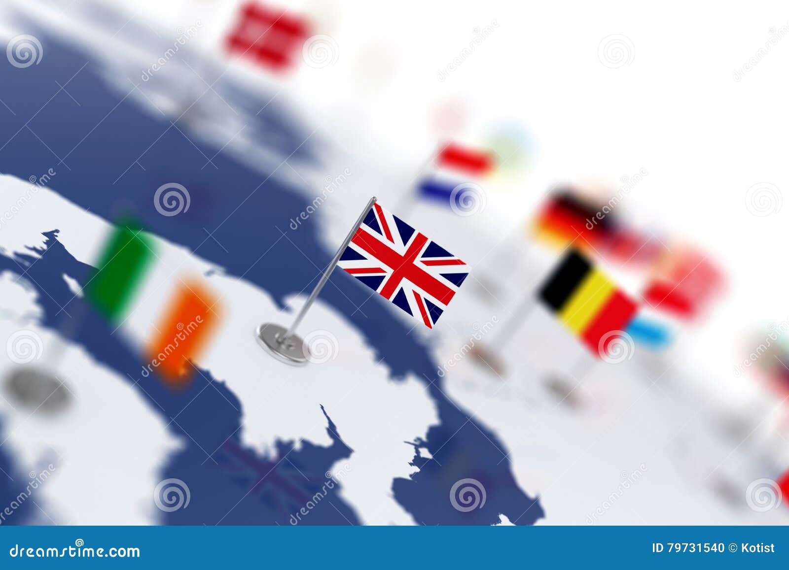 England Flag in the Focus. Europe Map with Countries Flags Stock ...