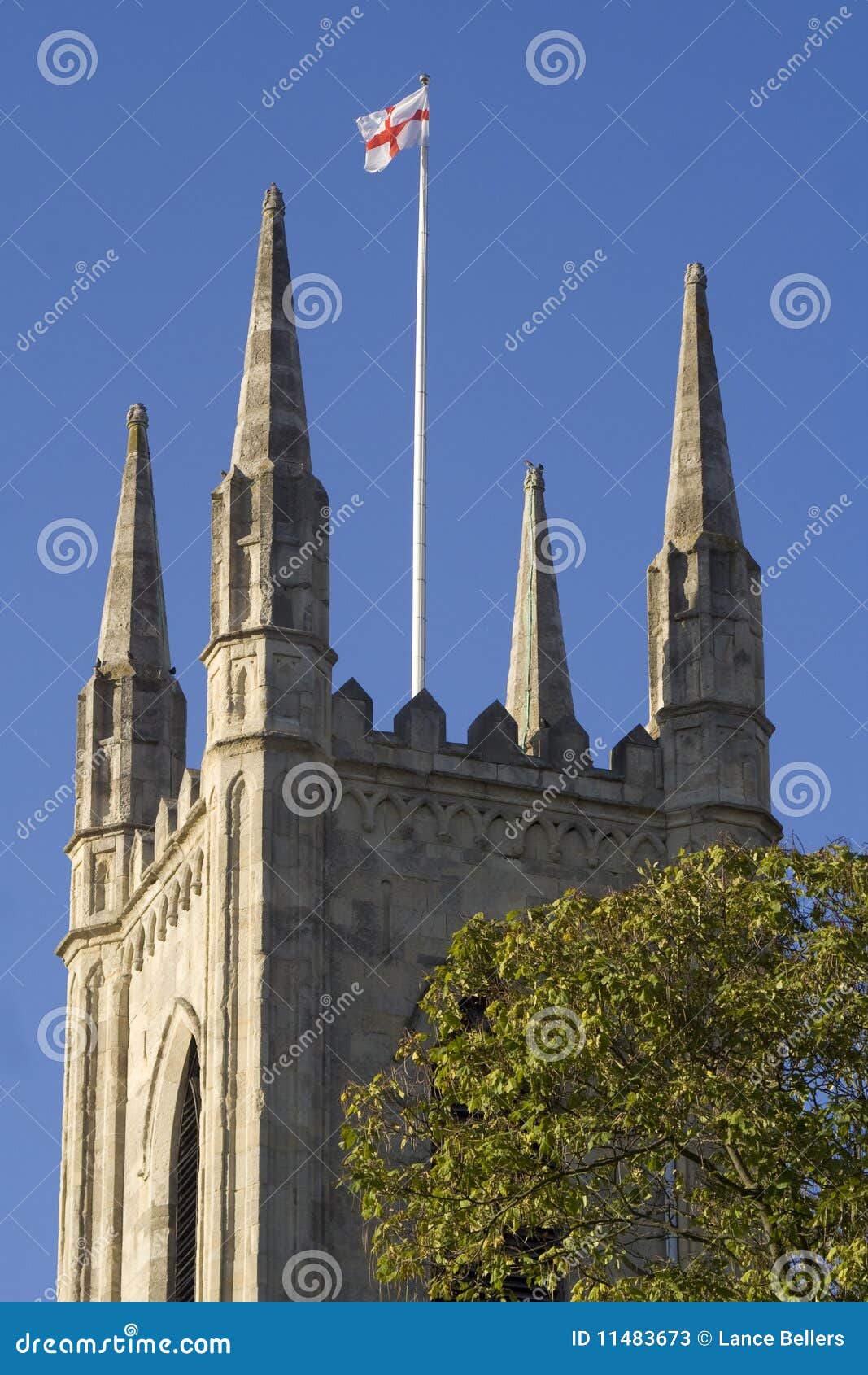 England Flag Over English Church Stock Image - Image of patriotic ...