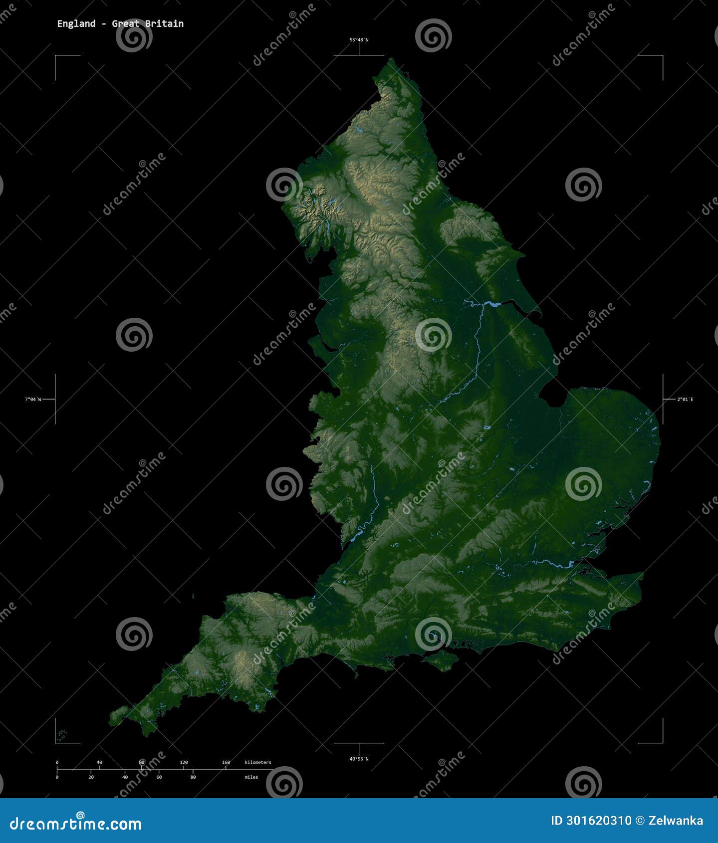 England - Great Britain Shape on Black. Physical Stock Illustration ...