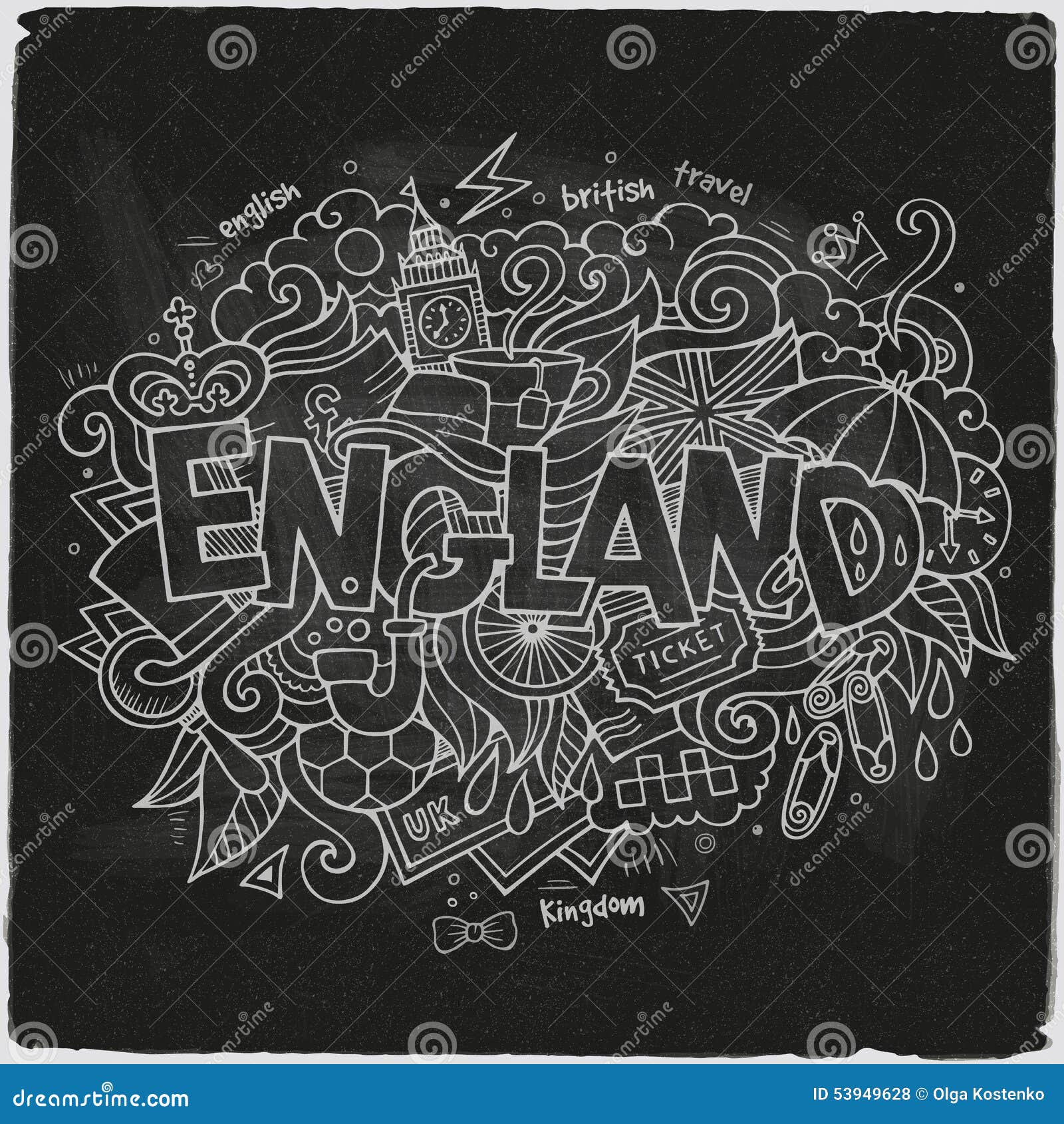 England Hand Lettering and Doodles Elements Stock Vector - Illustration ...