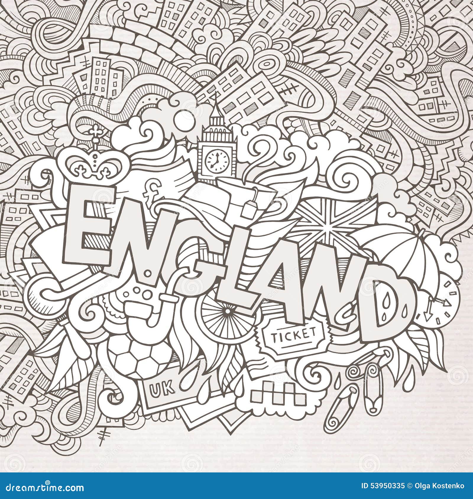 England Hand Lettering and Doodles Elements Stock Vector - Illustration ...