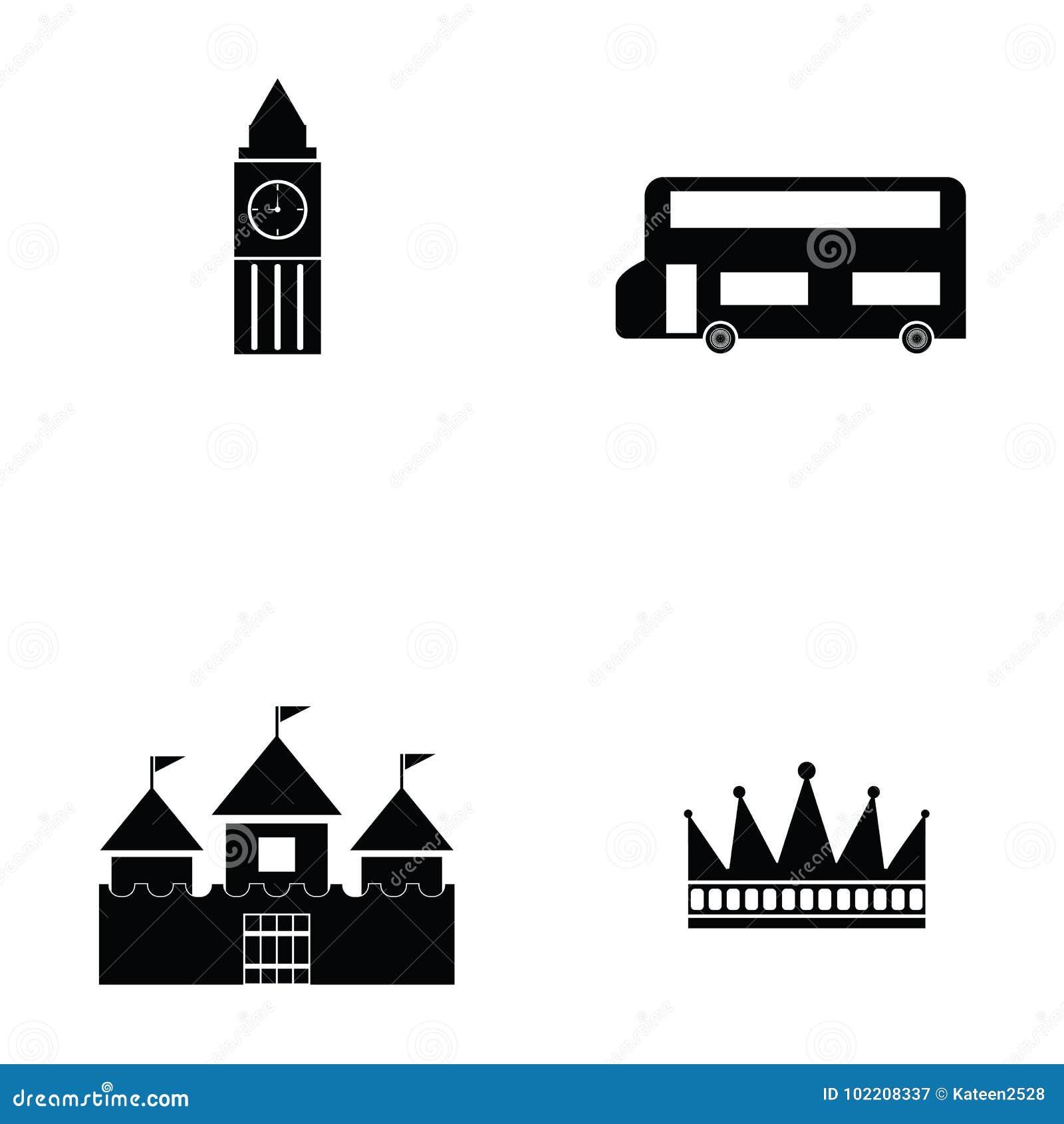 England icon set stock vector. Illustration of tower - 102208337