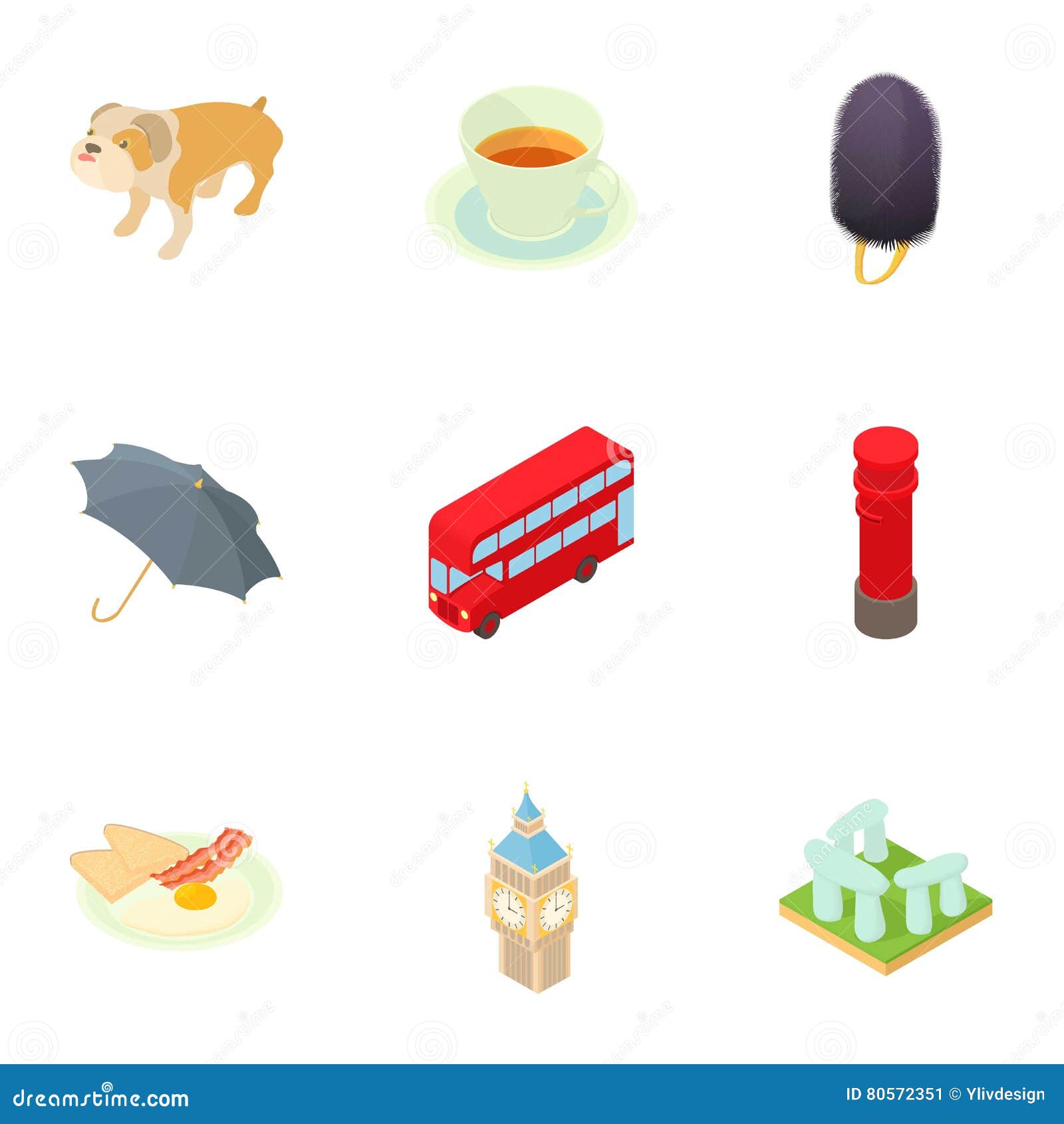 England Icons Set, Cartoon Style Stock Vector - Illustration of freedom ...