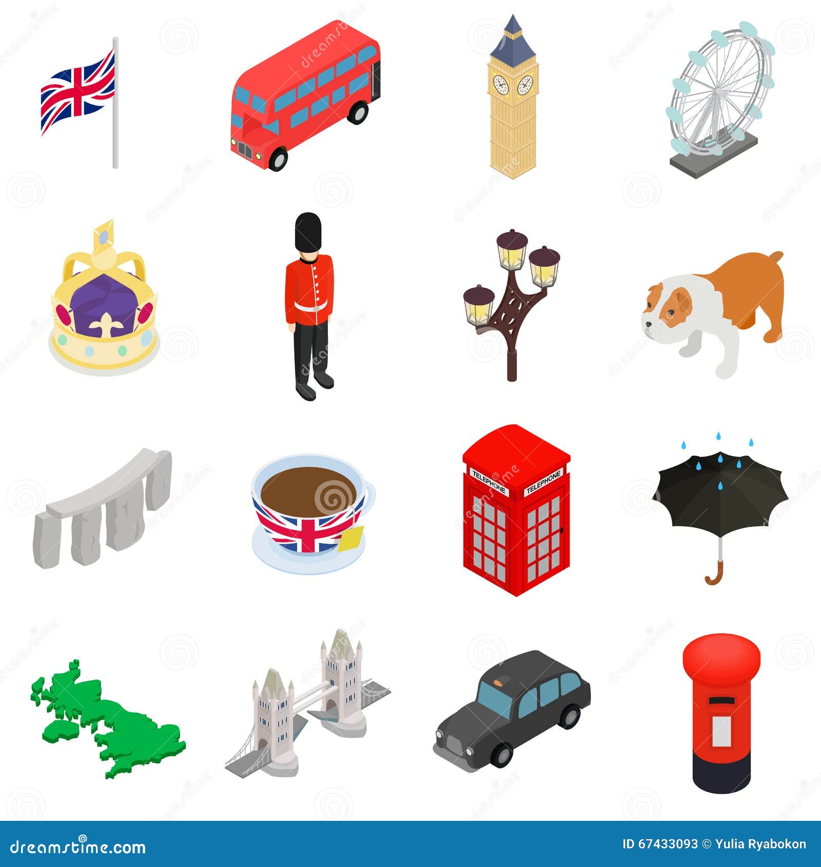 England Icons Set, Isometric 3d Style Stock Vector - Illustration of ...