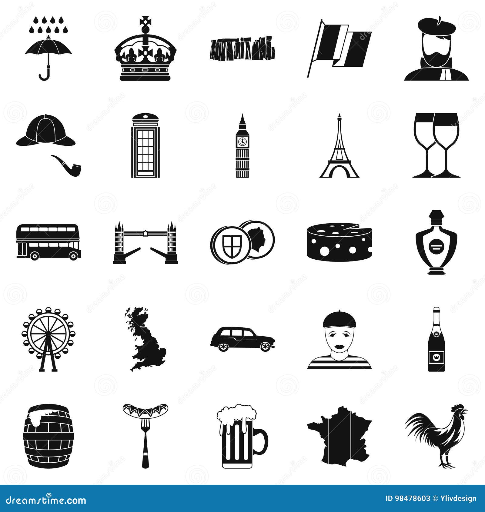 England Icons Set, Simple Style Editorial Stock Photo - Illustration of ...