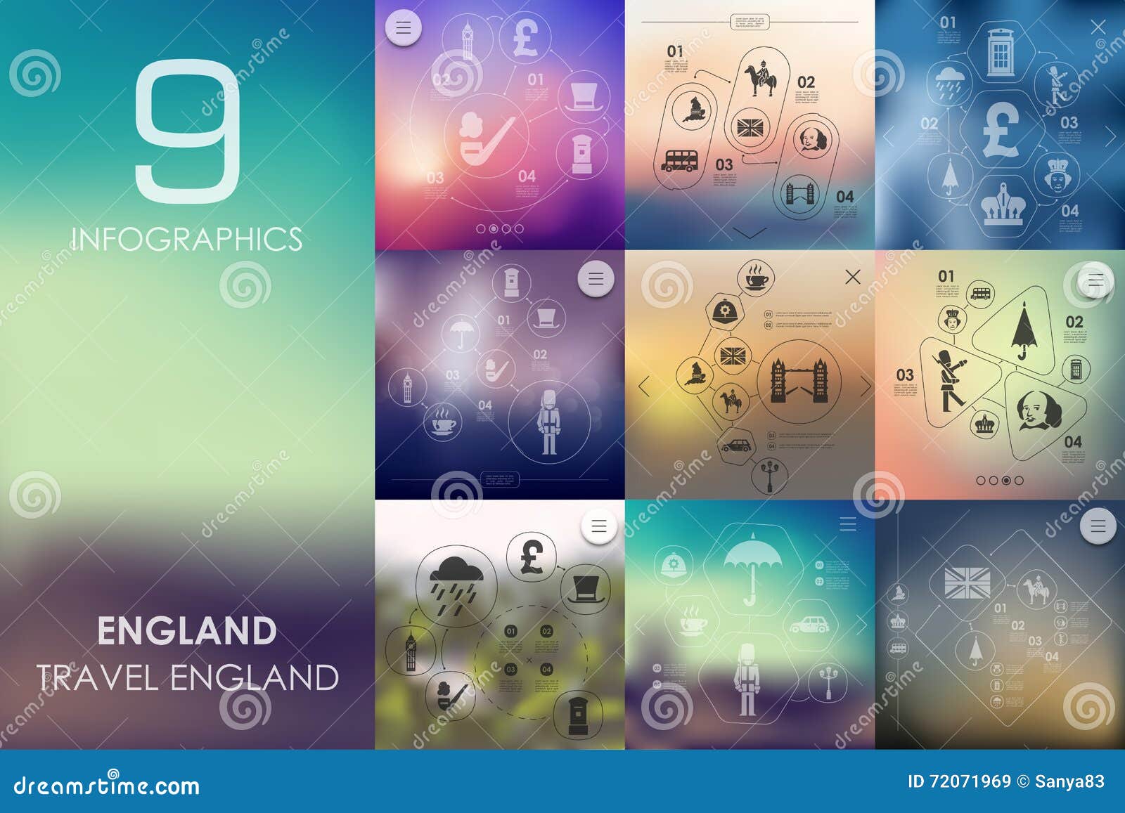 England Infographic with Unfocused Background Stock Vector ...