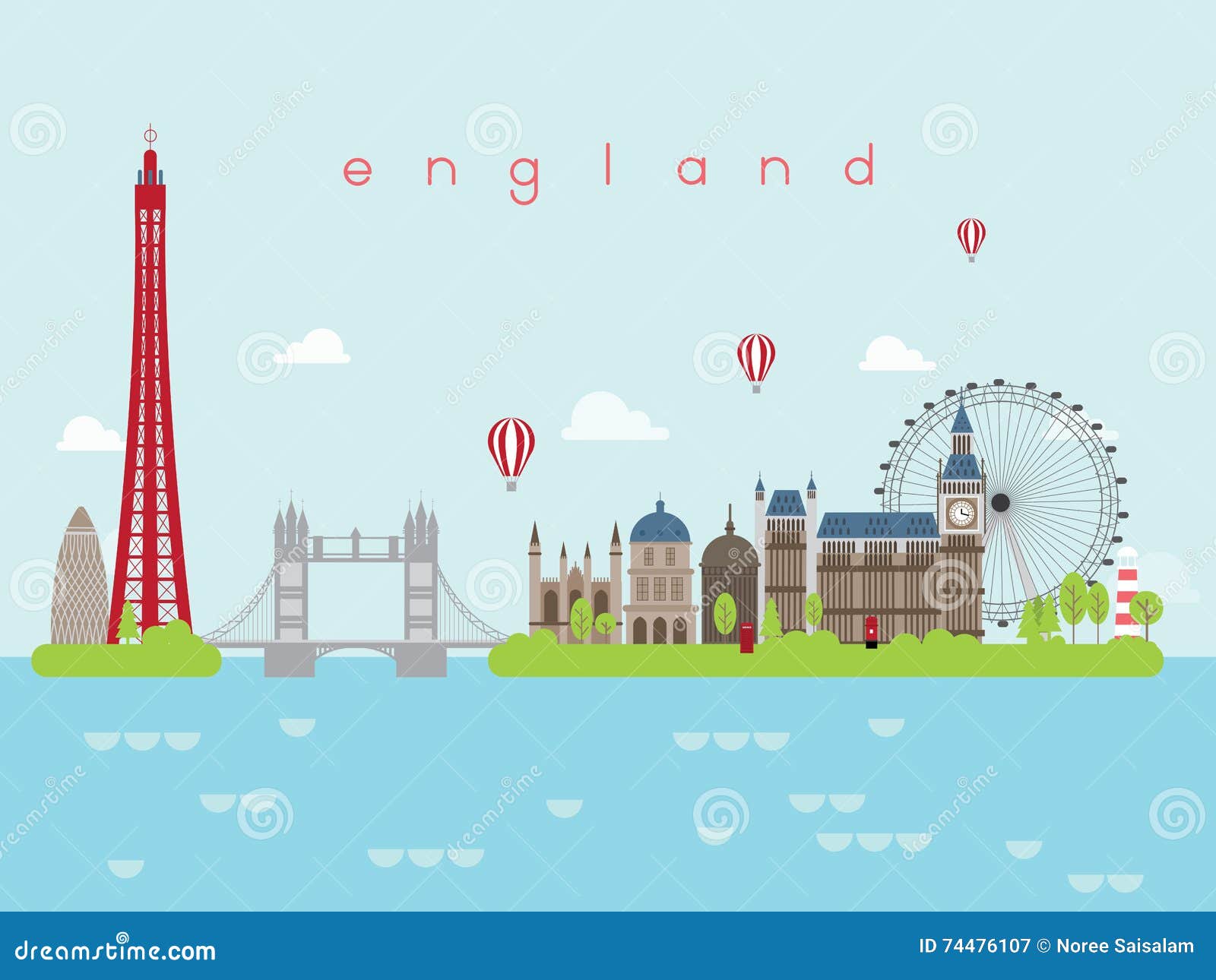 England Landmarks Travel and Journey Vector Stock Vector - Illustration ...