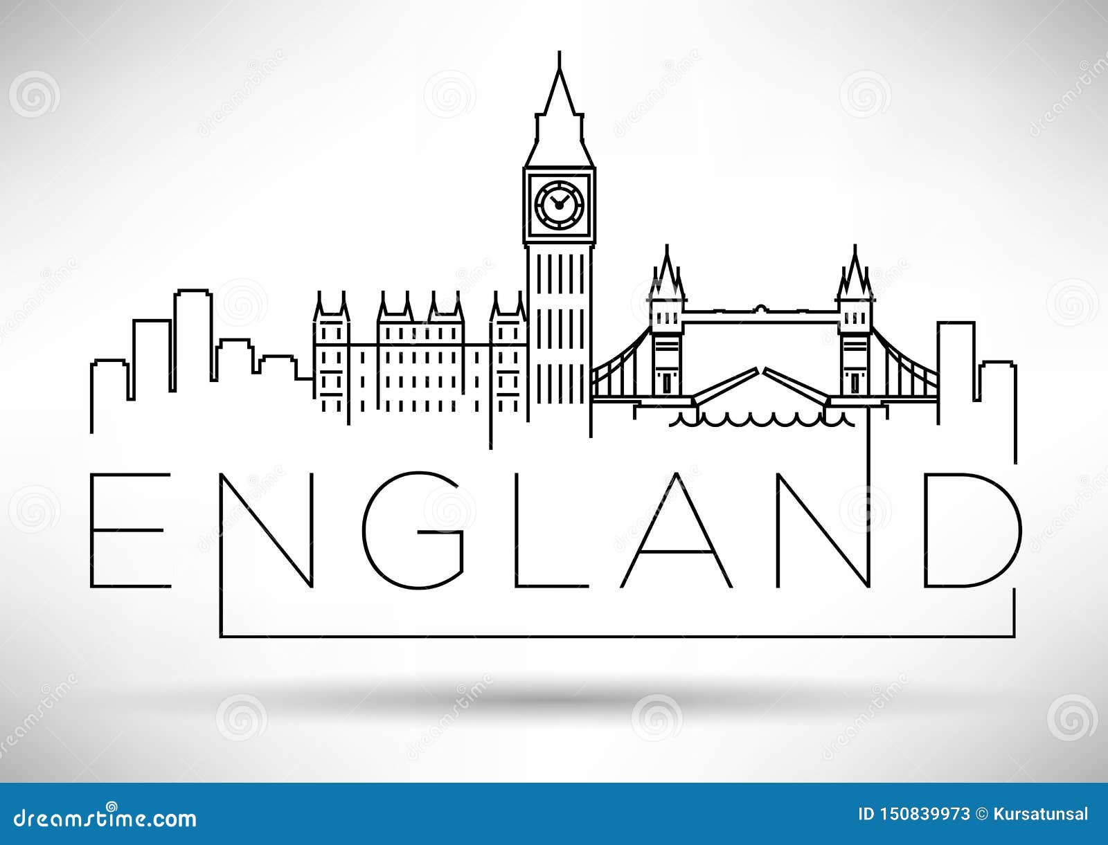 England Line Silhouette Typographic Design Stock Vector - Illustration ...
