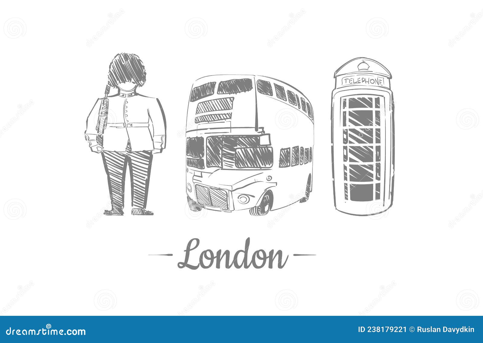 England London Elements Sketch Hand Drawn Vector Illustration Stock ...
