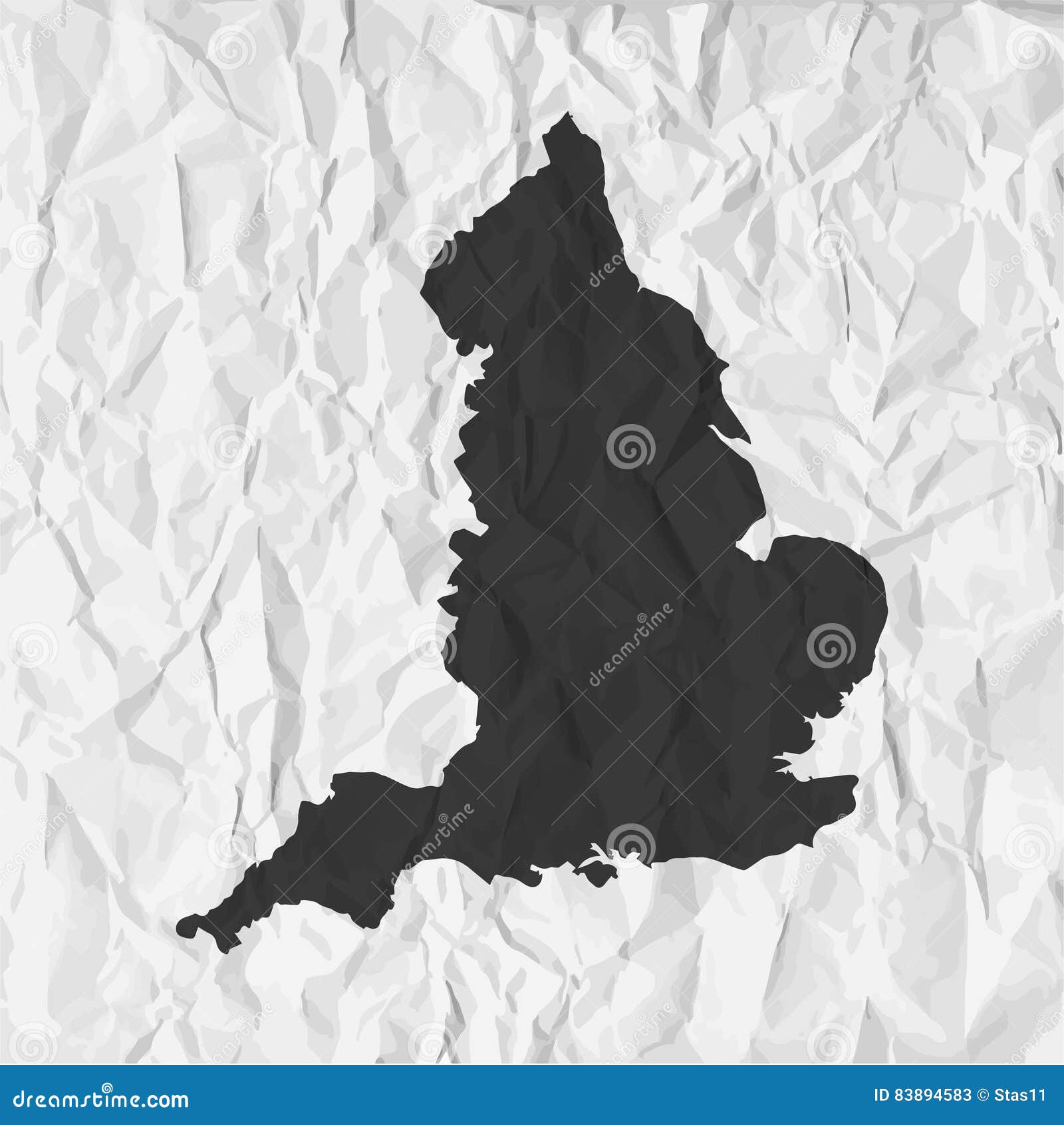 England Map in Black on a Background Crumpled Paper Stock Vector ...