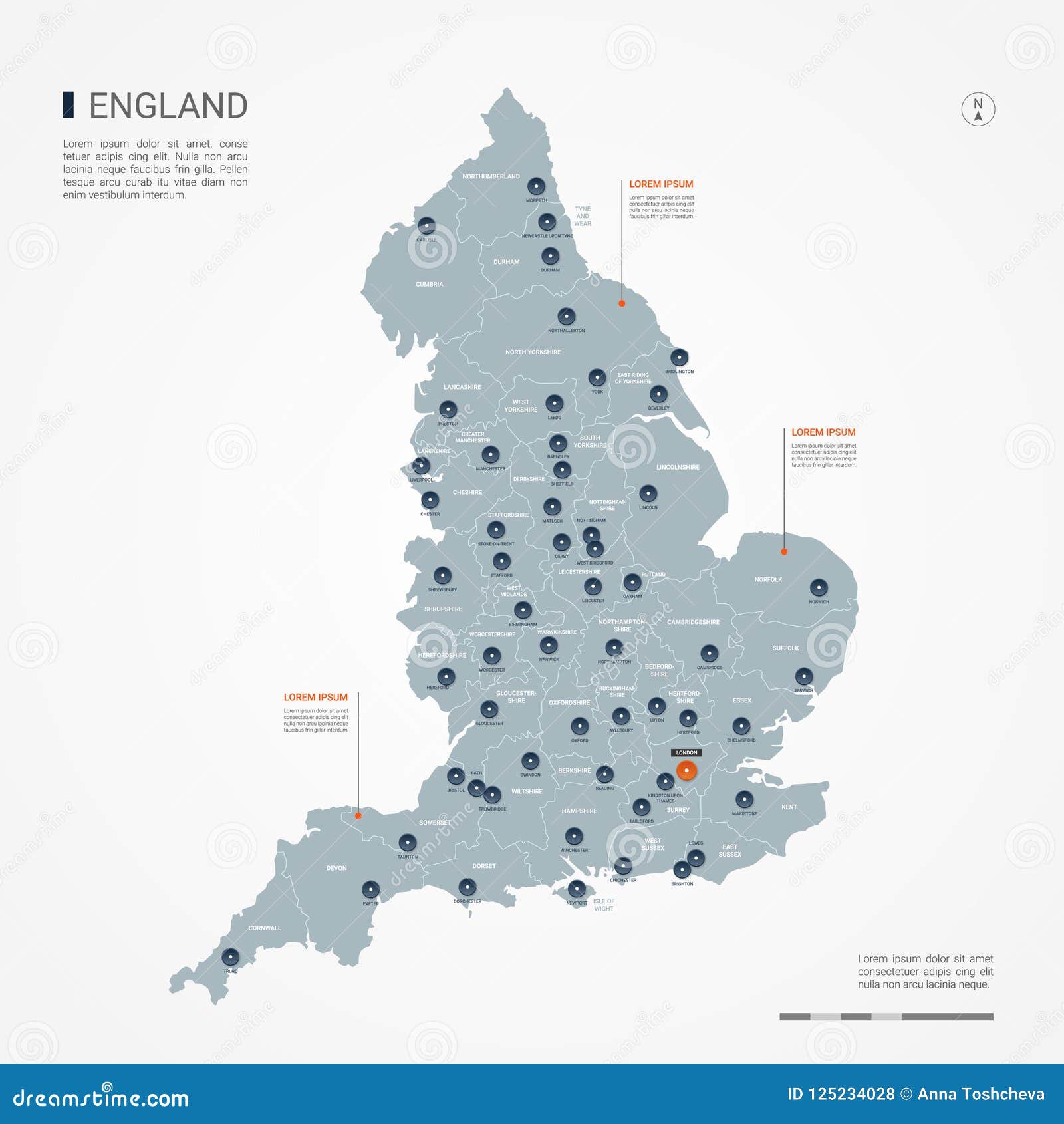 England Map Infographic Map Vector Illustration. Stock Vector ...