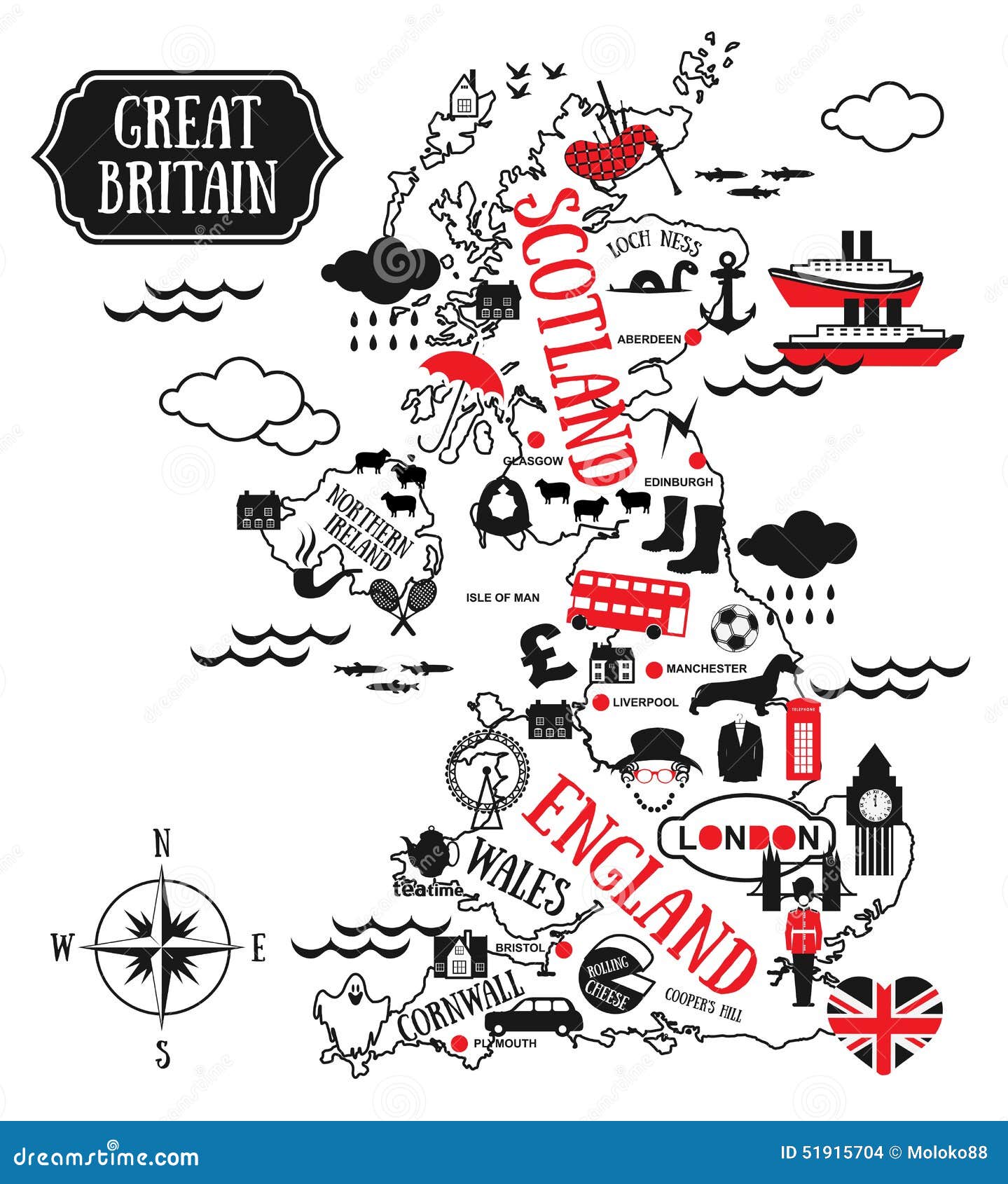 England map stock vector. Illustration of irish, jack - 51915704