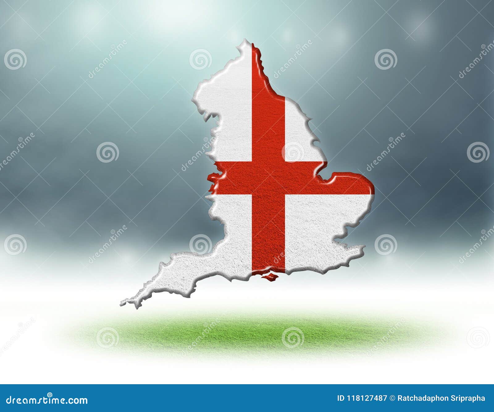 Map of England Design with Grass Texture of Soccer Fields Stock ...