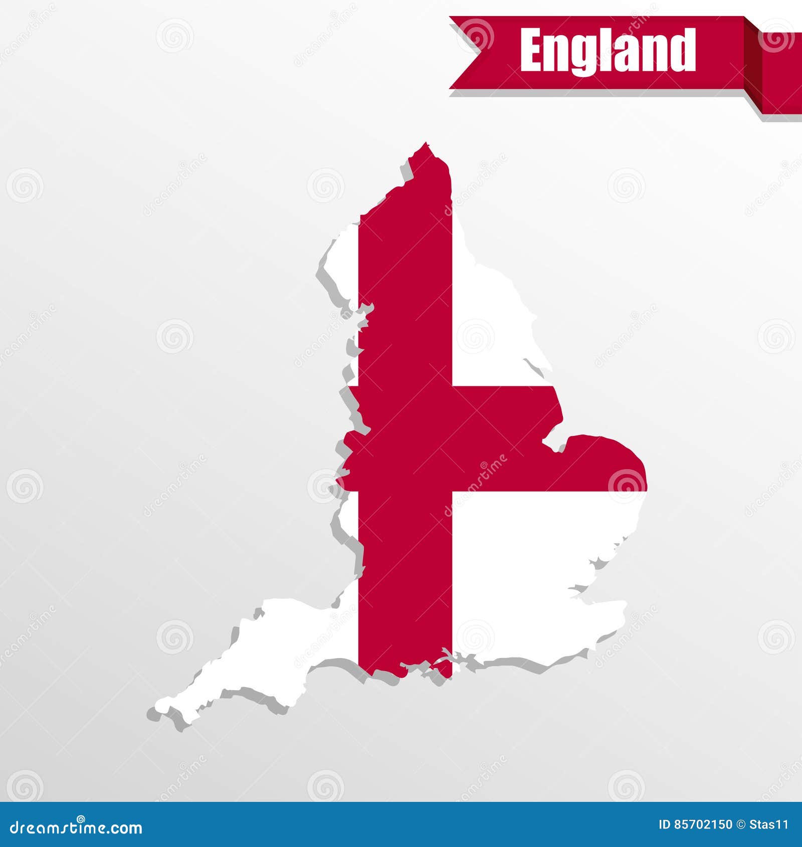 England Map with Flag Inside and Ribbon Stock Vector - Illustration of ...