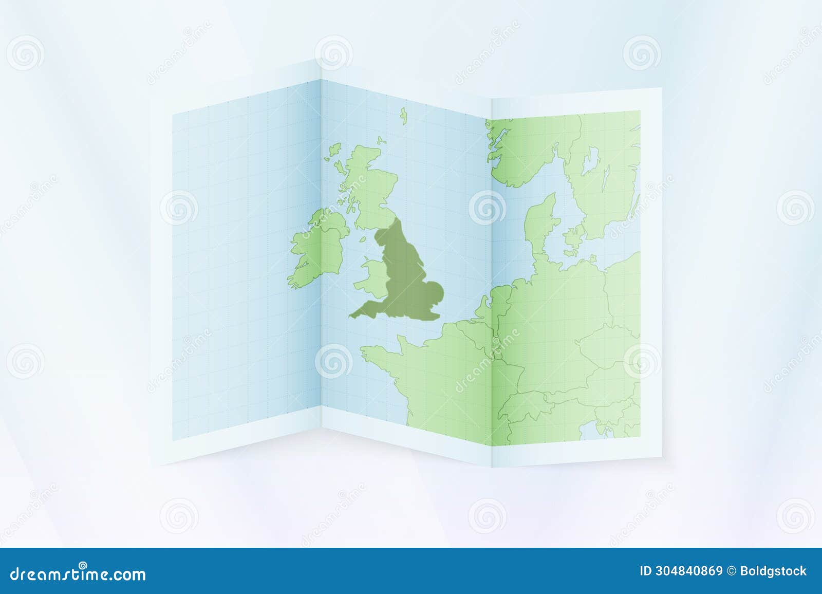 England Map, Folded Paper with England Map Stock Vector - Illustration ...