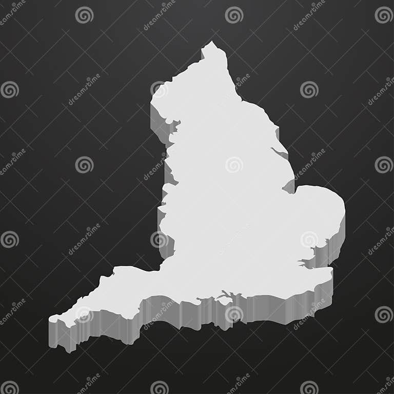 England Map in Gray on a Black Background 3d Stock Illustration ...