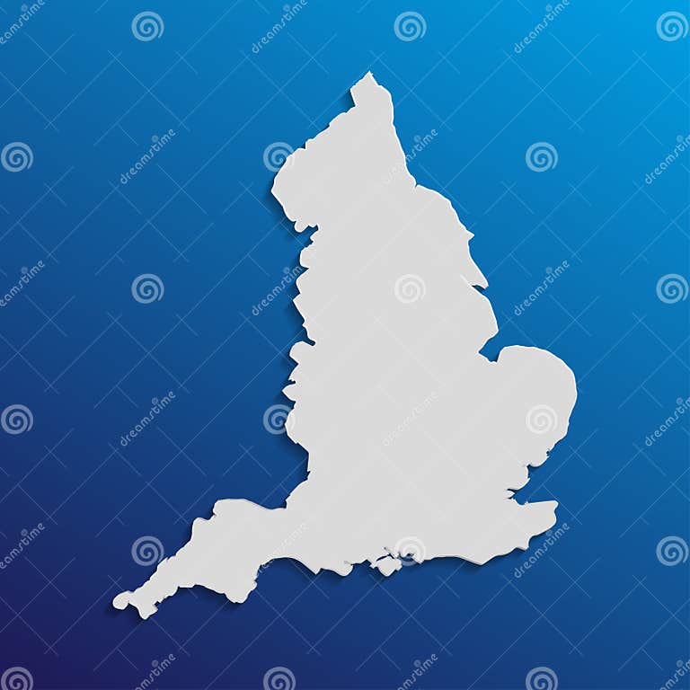 England Map in Gray with Shadows and Gradients on a Blue Background ...