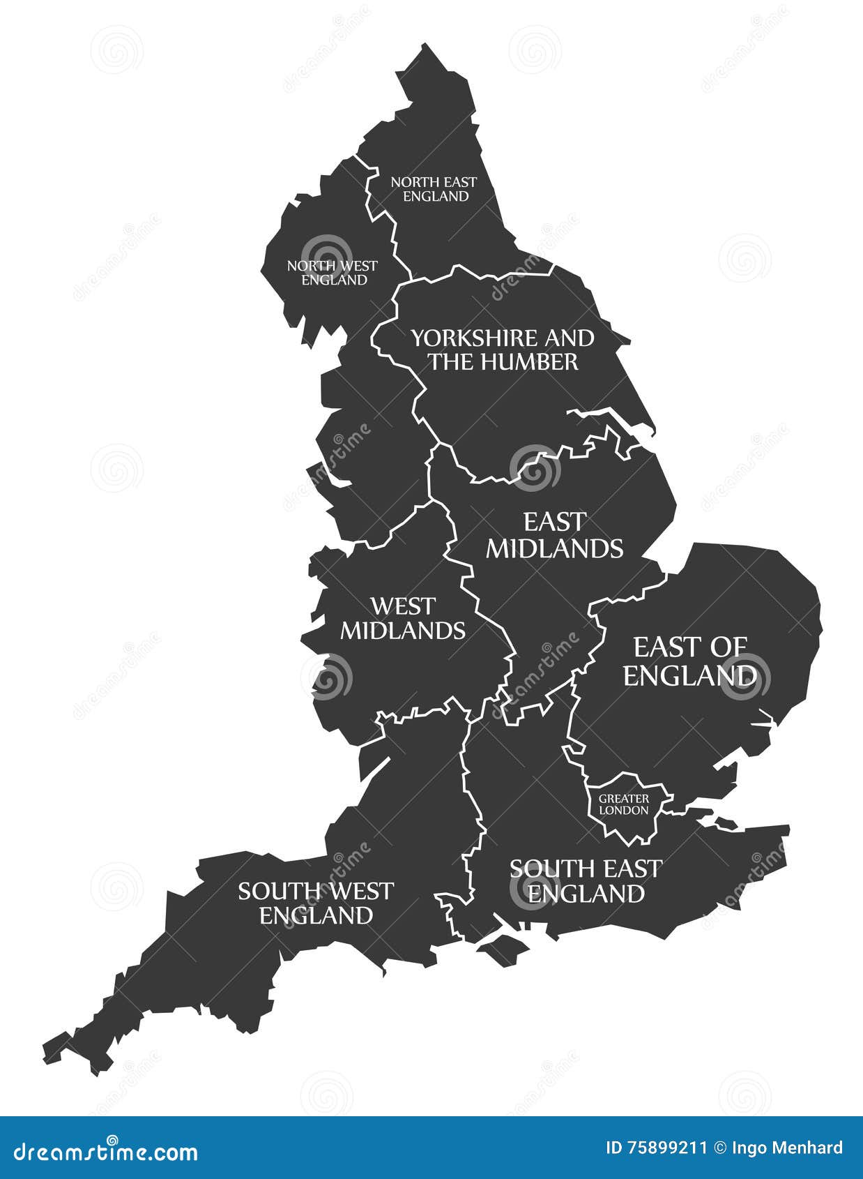 England Map Labelled Black Royalty-Free Stock Photo | CartoonDealer.com ...