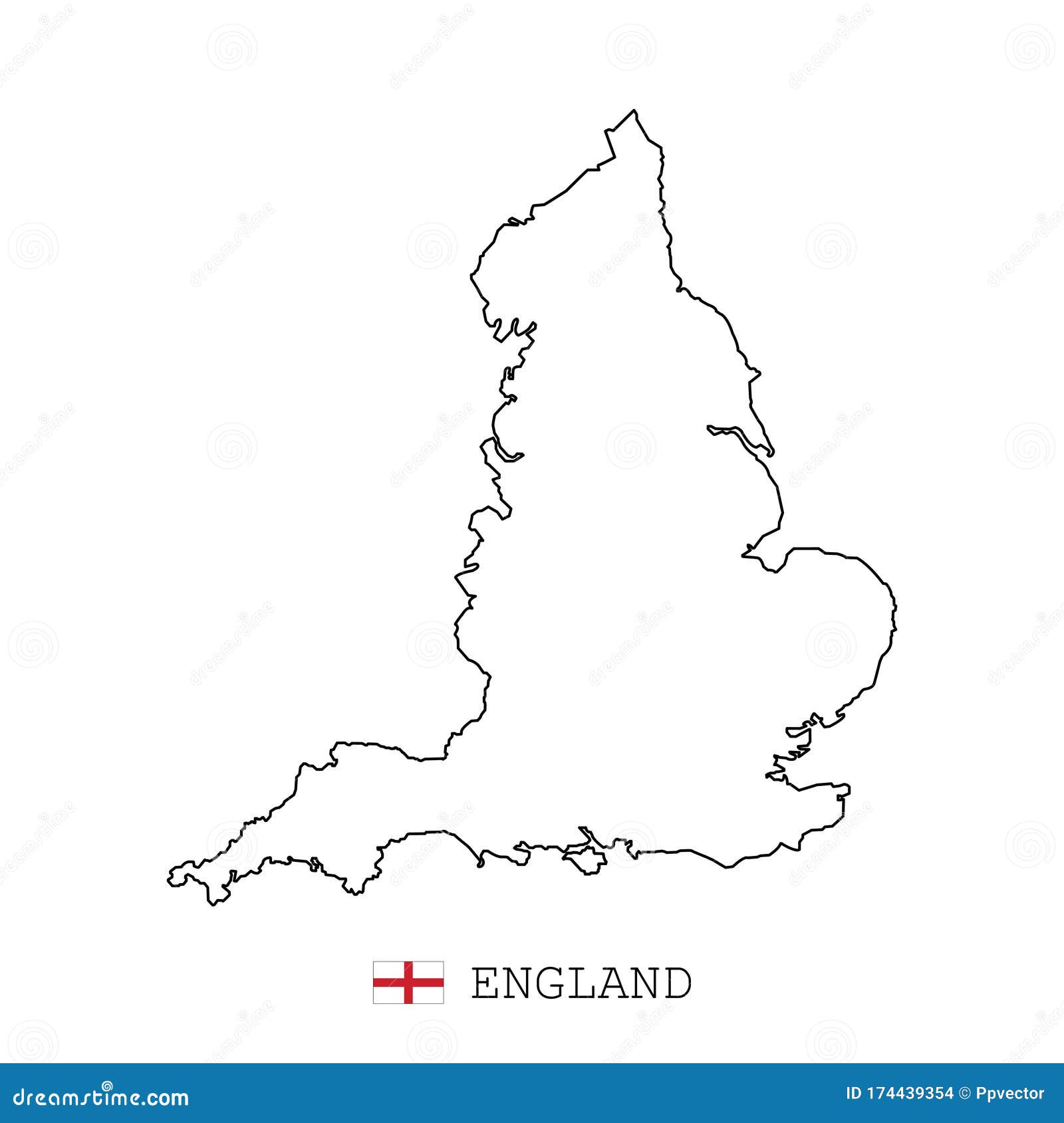 England Map Line, Linear Thin Vector. England Simple Map Stock Vector ...