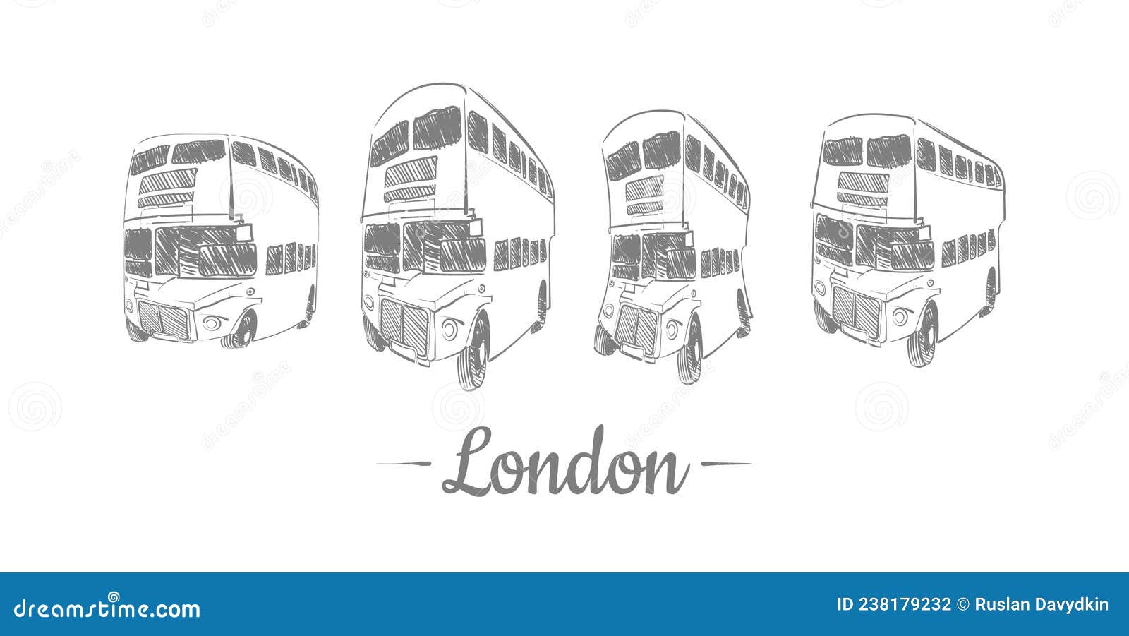 England Red Buses Sketch Hand Drawn Vector Illustration Vector ...
