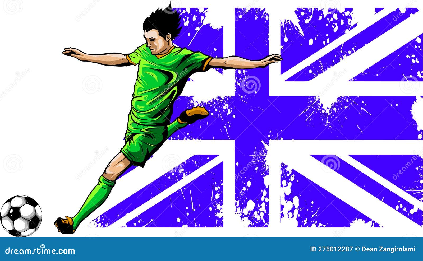 England Soccer Player with Flag Background Vector Stock Vector ...
