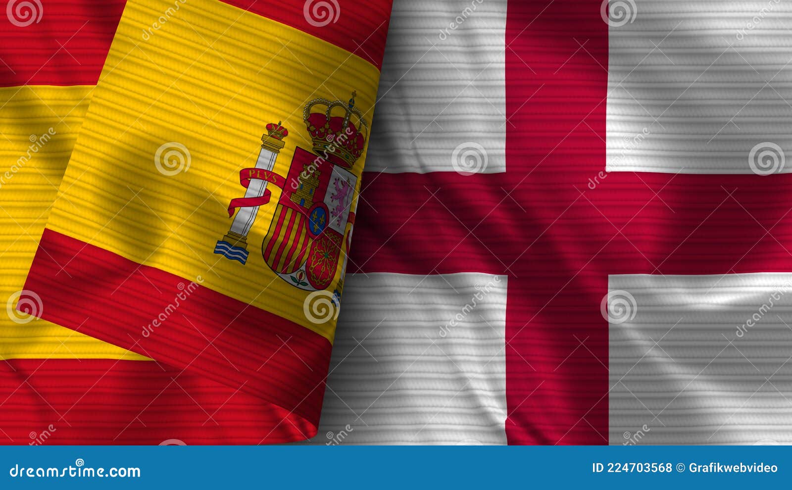 England and Spain Realistic Flag â€“ Fabric Texture Illustration Stock ...