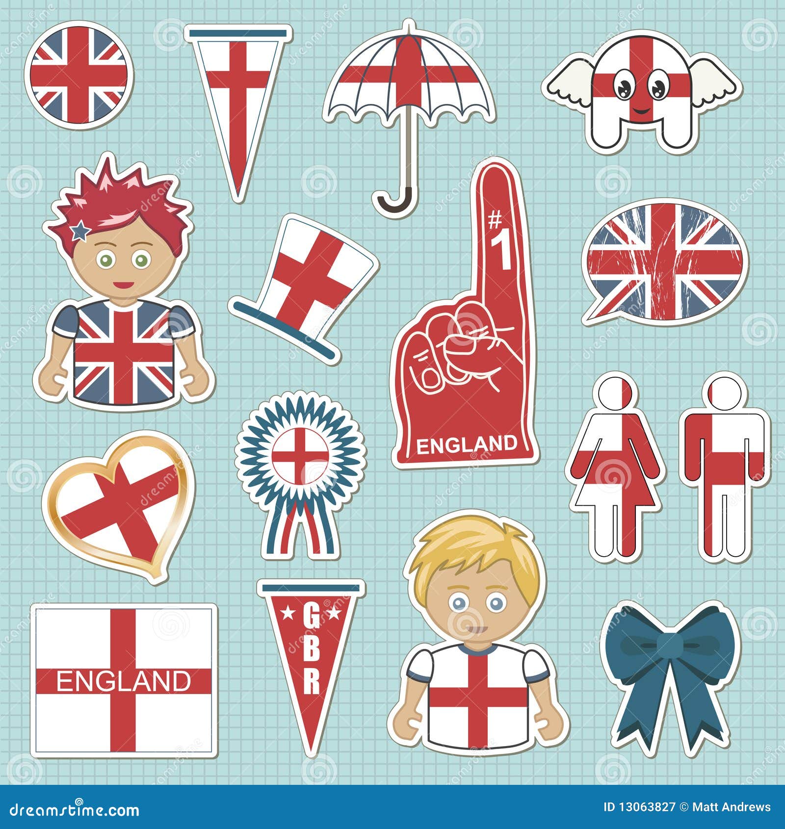 England supporter stickers stock vector. Illustration of patriotic ...