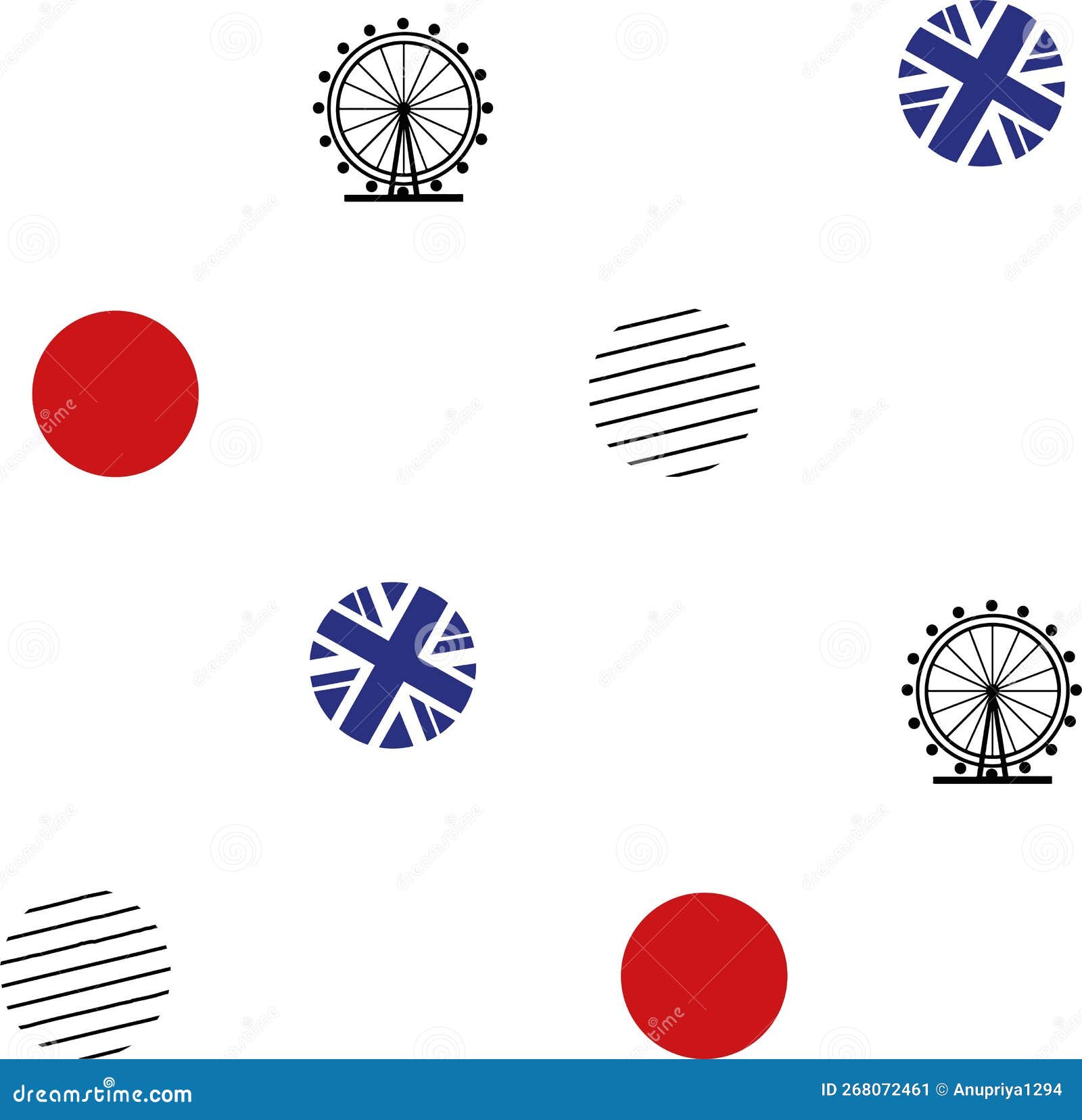 England Symbols Vector Illustration Seamless Pattern. Red, White, and ...