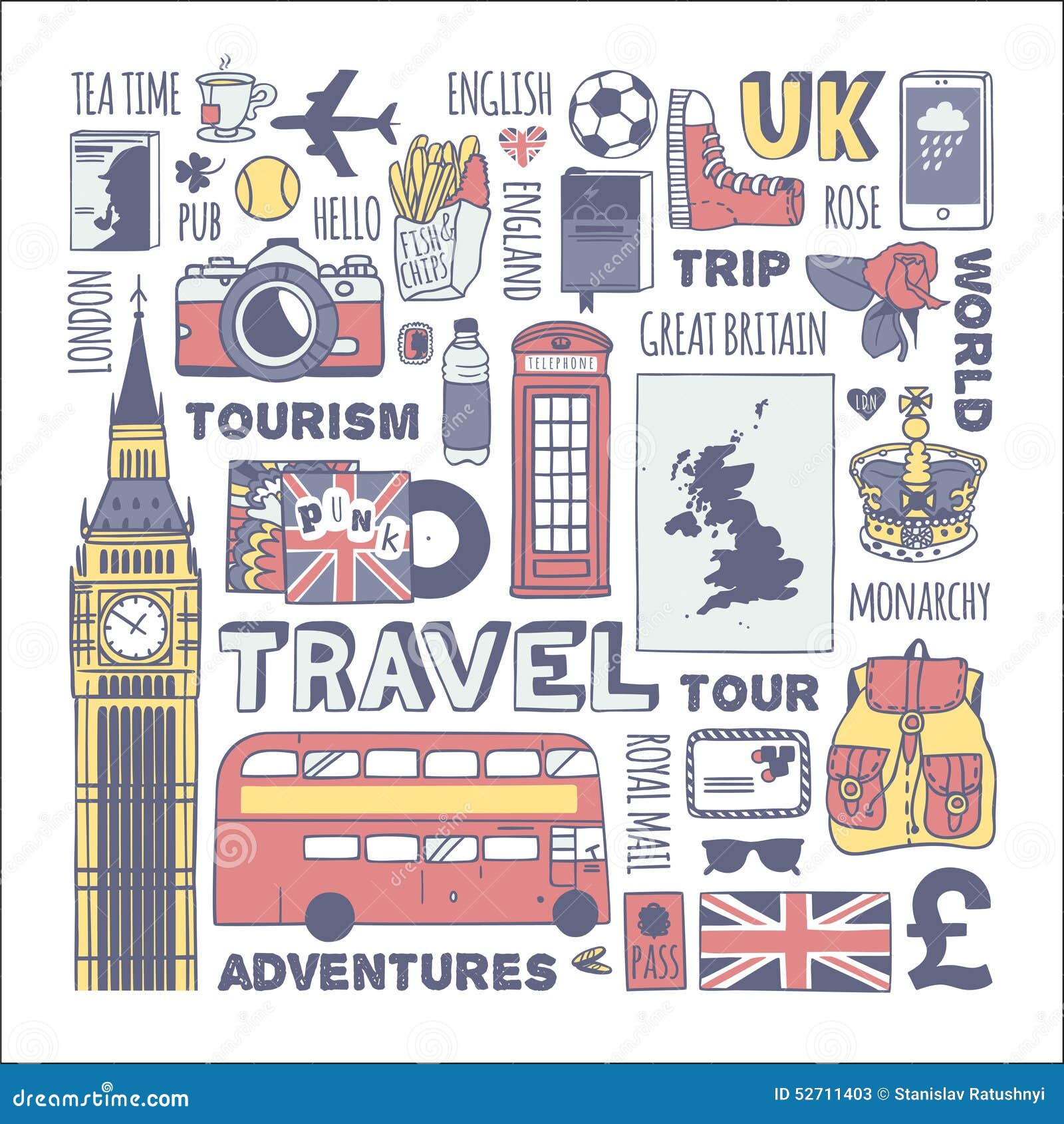 England travel set stock vector. Illustration of london - 52711403
