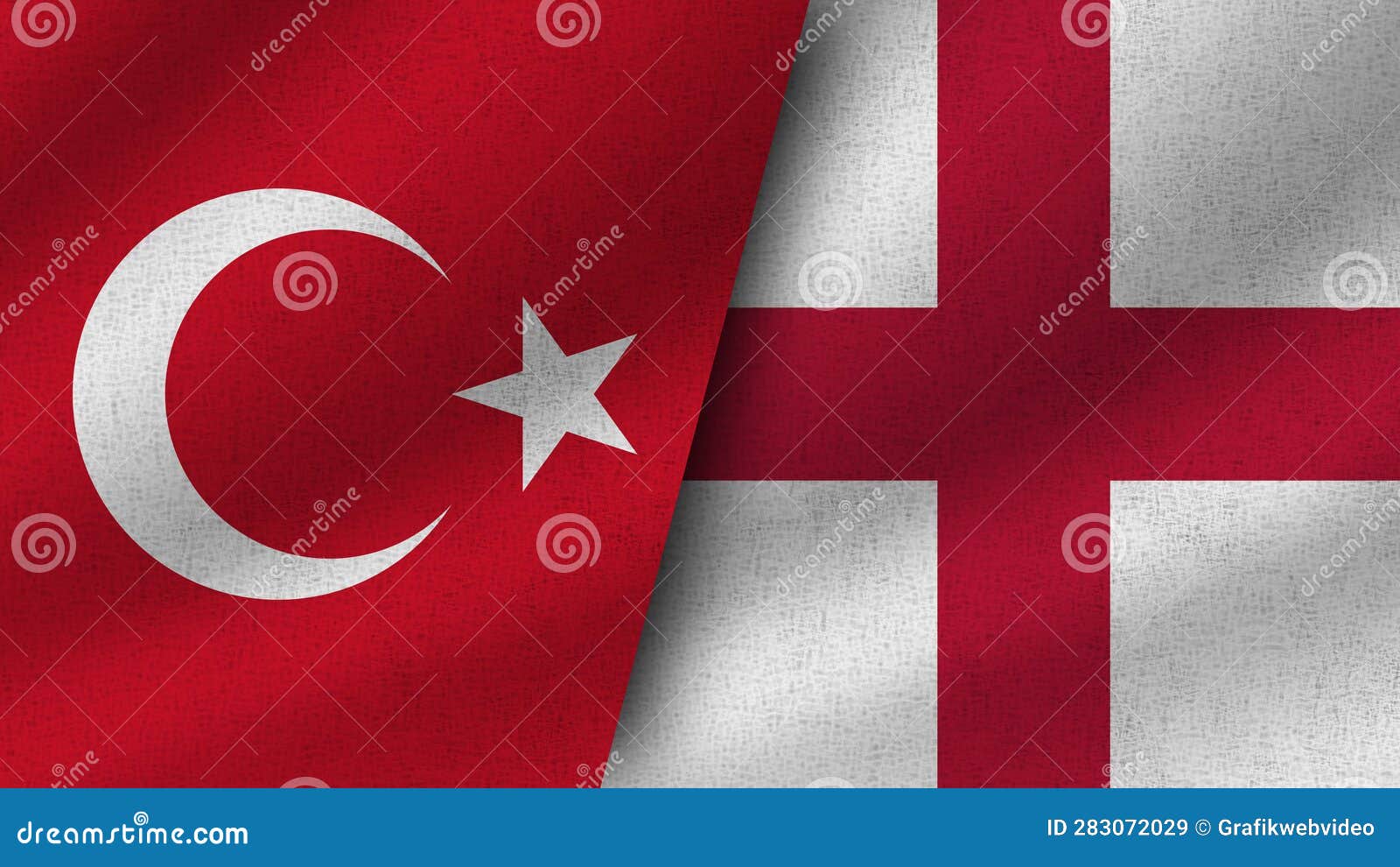 England and Turkey Realistic Two Flags Together Stock Illustration ...