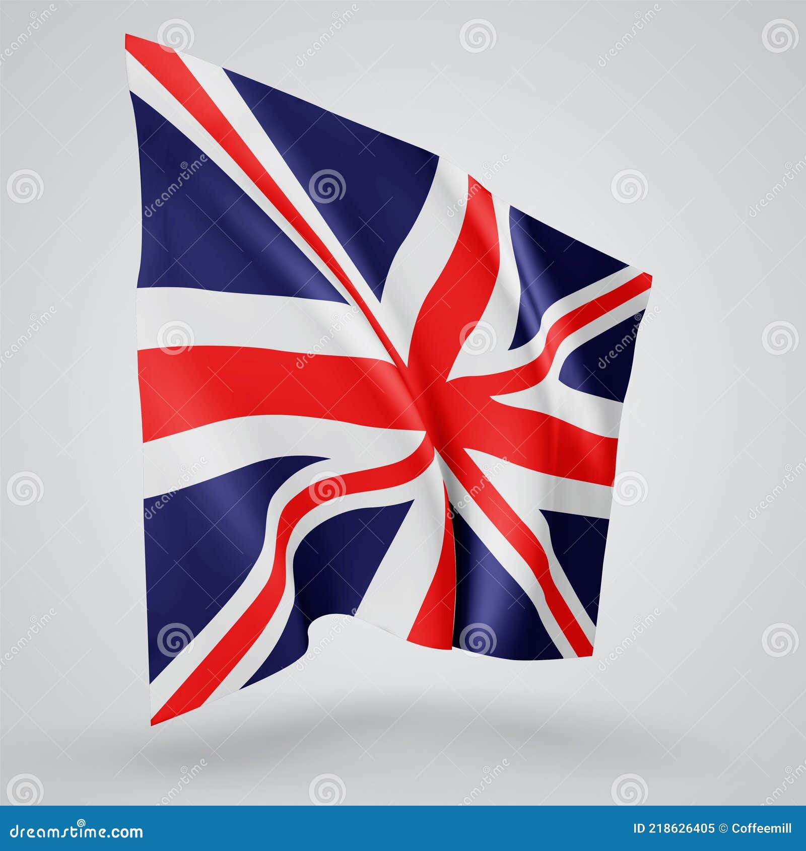 England, Vector Flag with Waves and Bends Waving in the Wind on a White ...