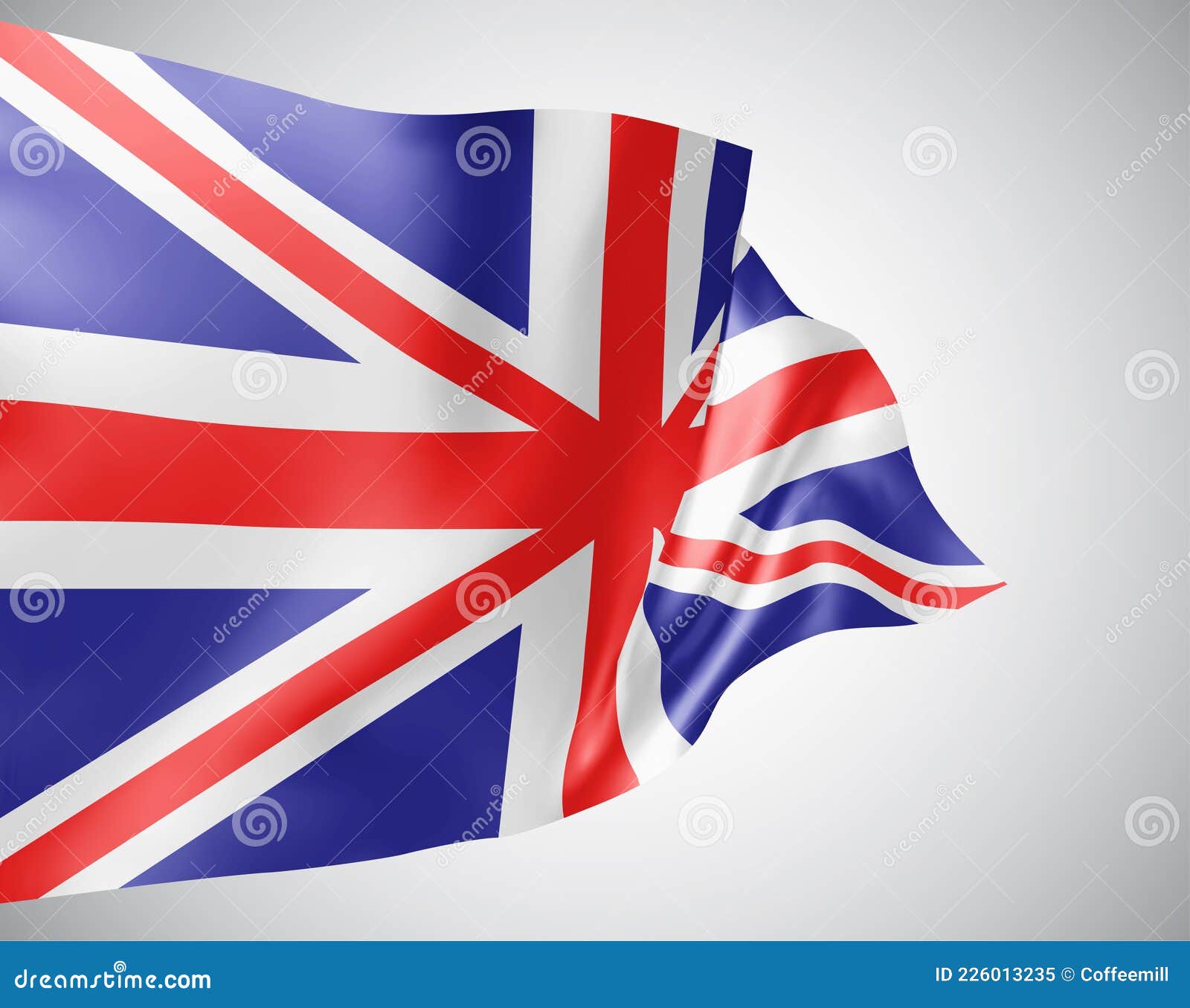 England, Vector Flag with Waves and Bends Waving in the Wind on a White ...